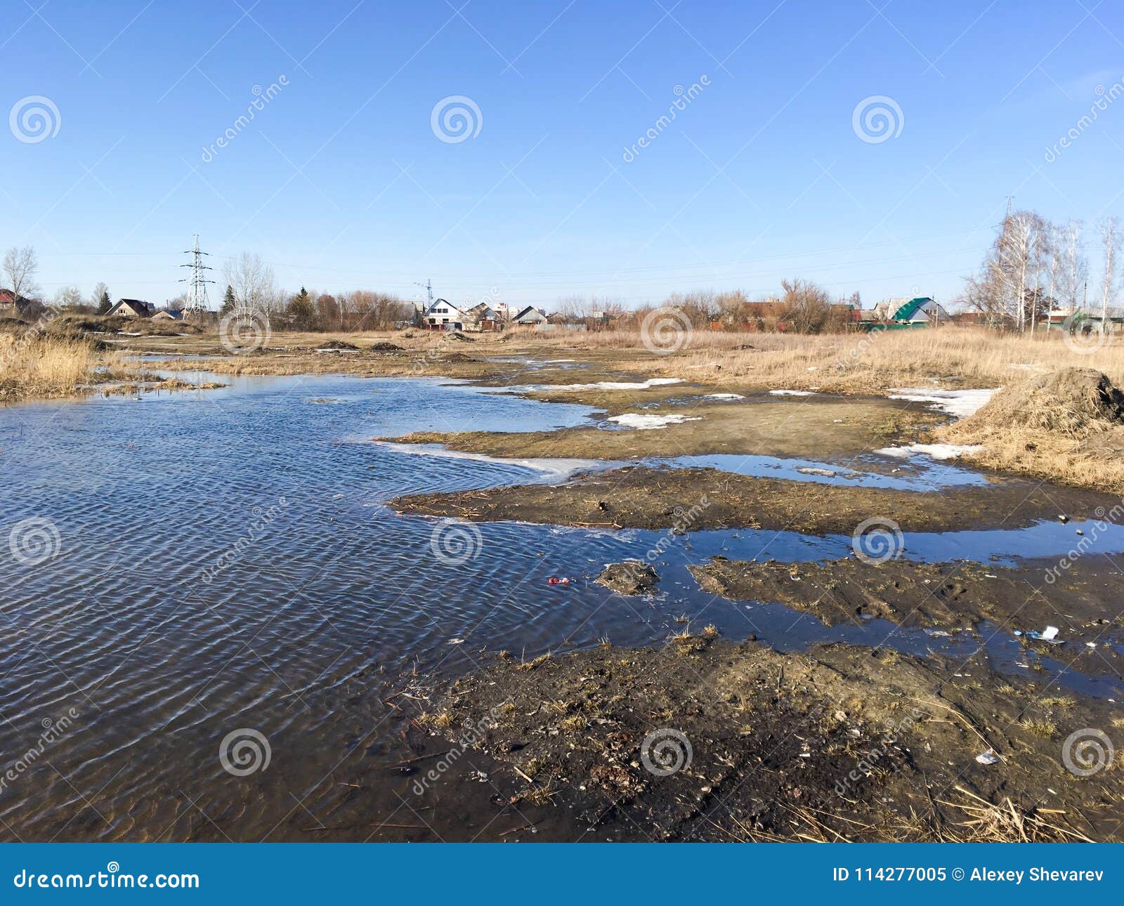 Landscape of Early Spring in Russia, after the Snow Melted Stock Image ...