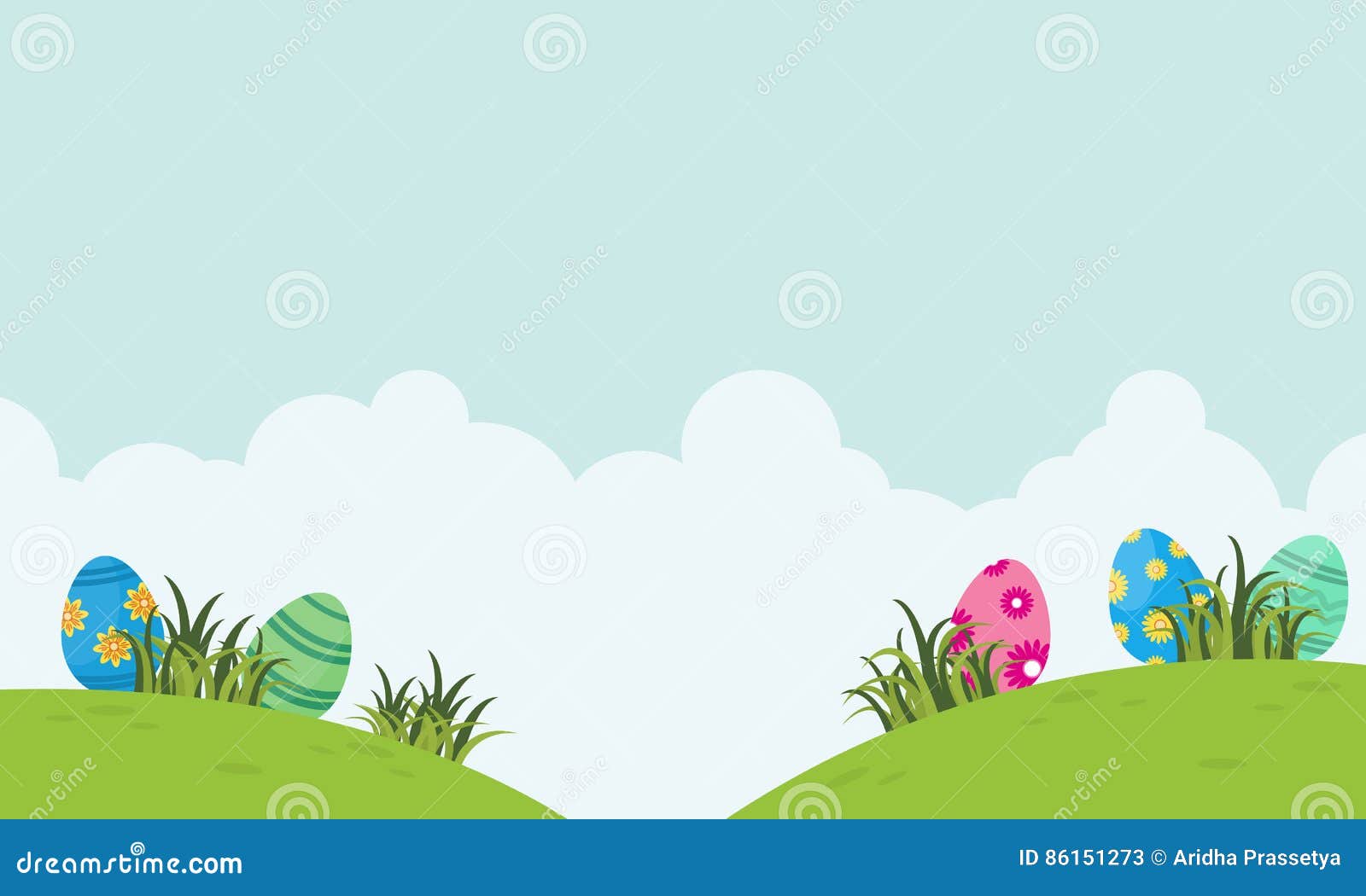 Landscape of Easter Egg and Cloud Vector Stock Vector - Illustration of ...