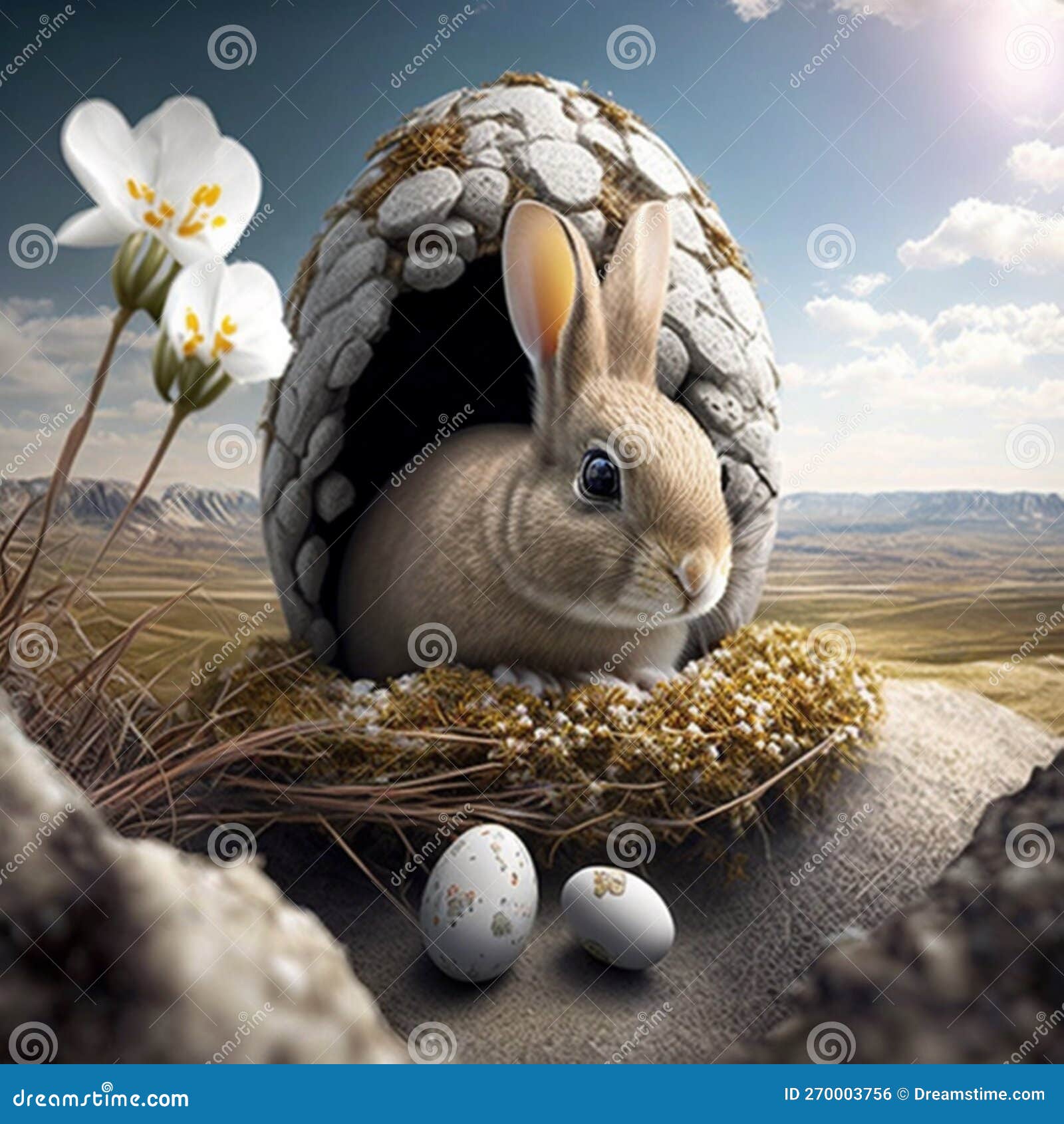 Landscape with Elements about Easter Stock Illustration - Illustration ...
