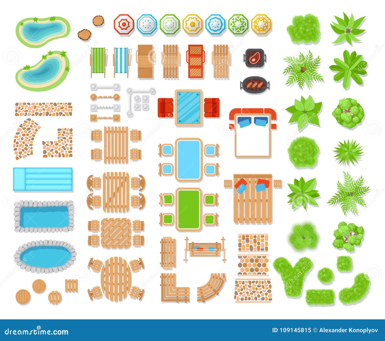 Landscape Elements Top View Stock Vector - Illustration of house ...