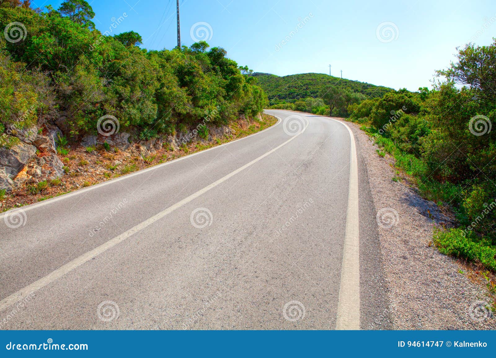 Landscape with Empty Road and Trees Stock Image - Image of adventure ...