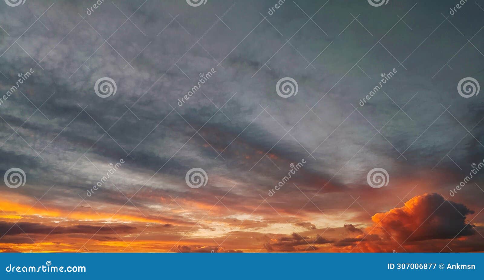 Landscape Epic Dark Blue Sky at Sunset with Orange Clouds Stock Image ...