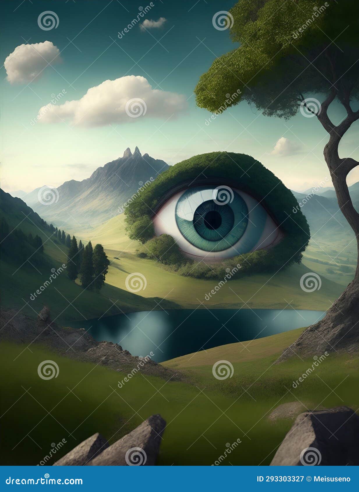 Landscape with Eyes Illustration Stock Illustration - Illustration of ...