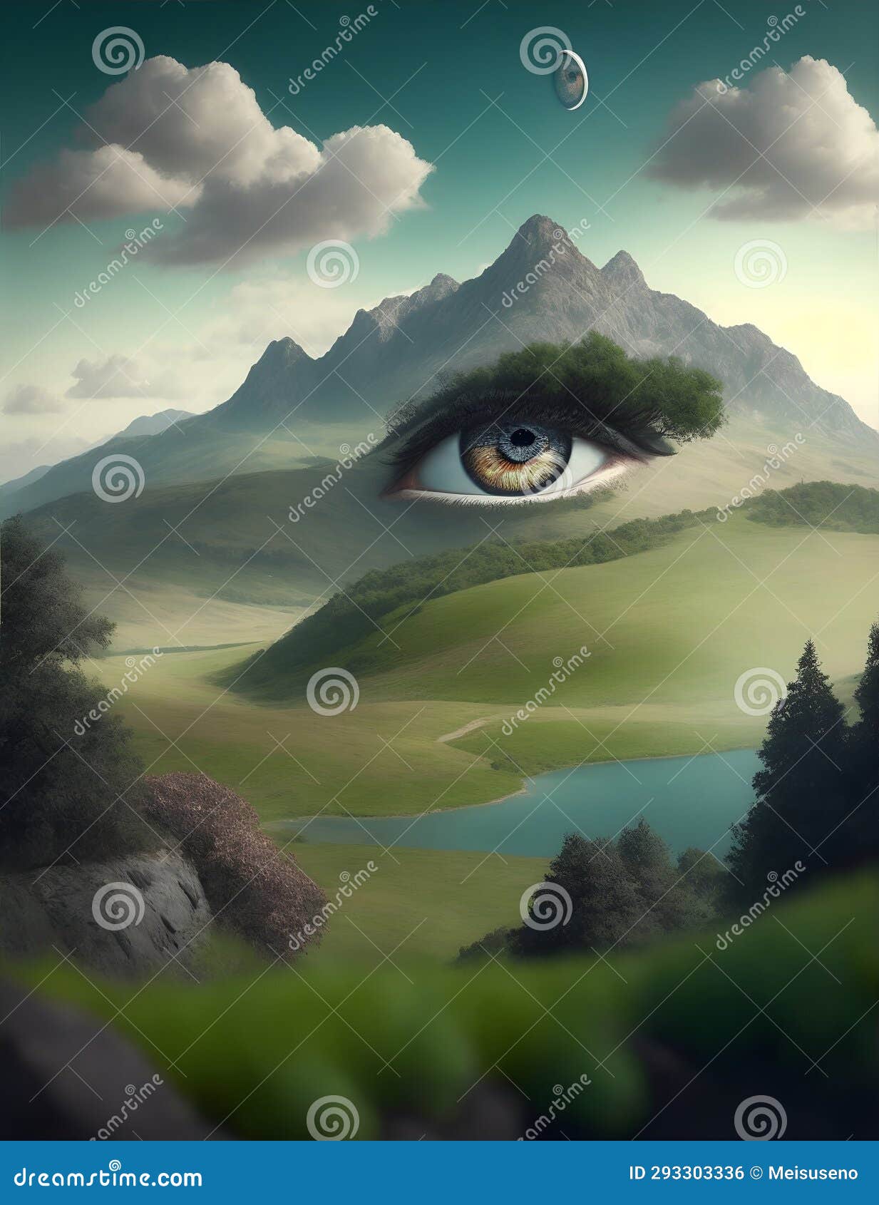 Landscape with Eyes Illustration Stock Illustration - Illustration of ...