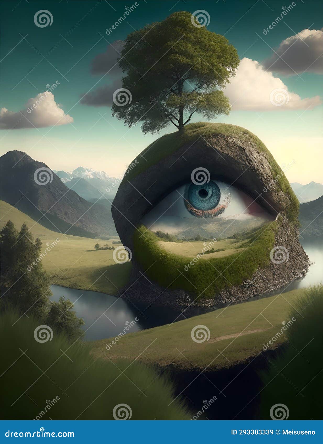 Landscape with Eyes Illustration Stock Illustration - Illustration of ...