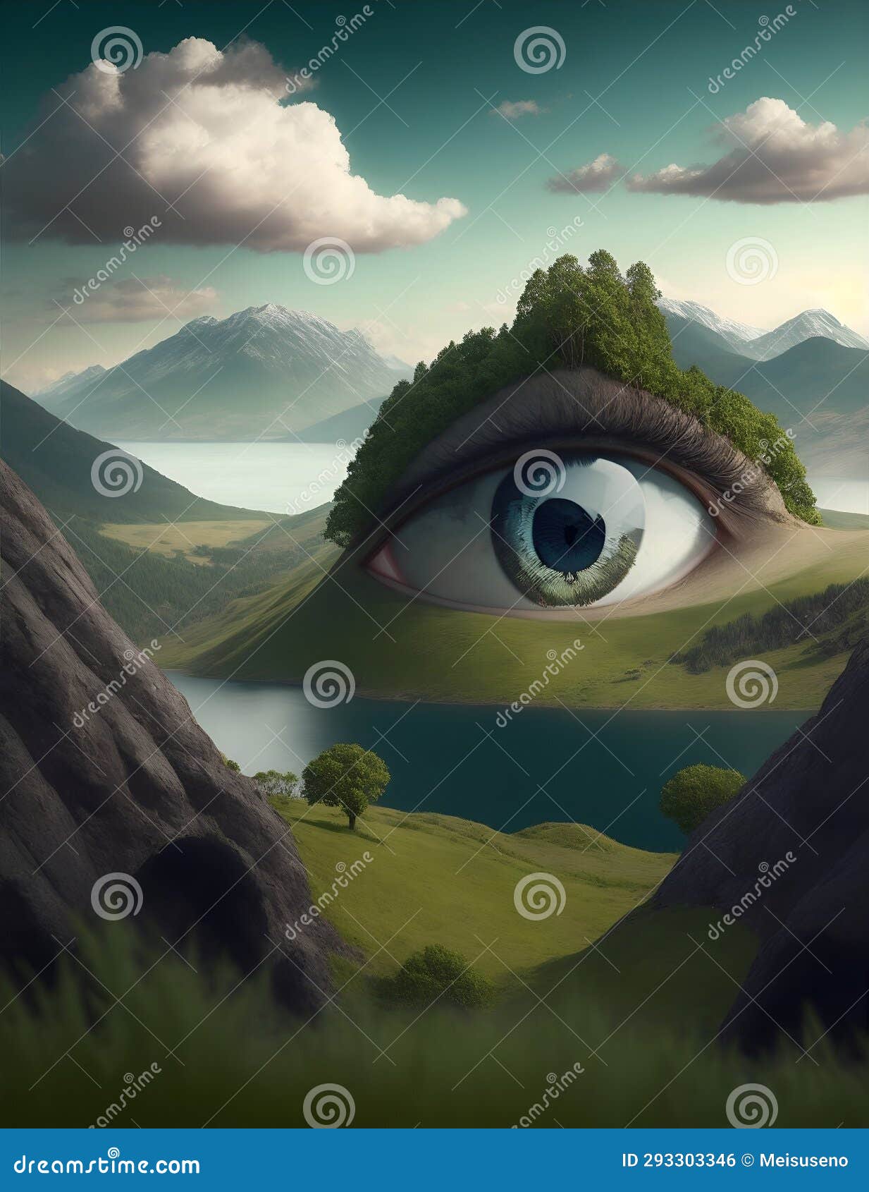 Landscape with Eyes Illustration Stock Illustration - Illustration of ...