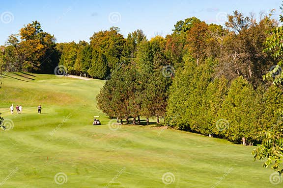 Landscape Fall Foliage at Golf Course Stock Photo - Image of game, ball ...