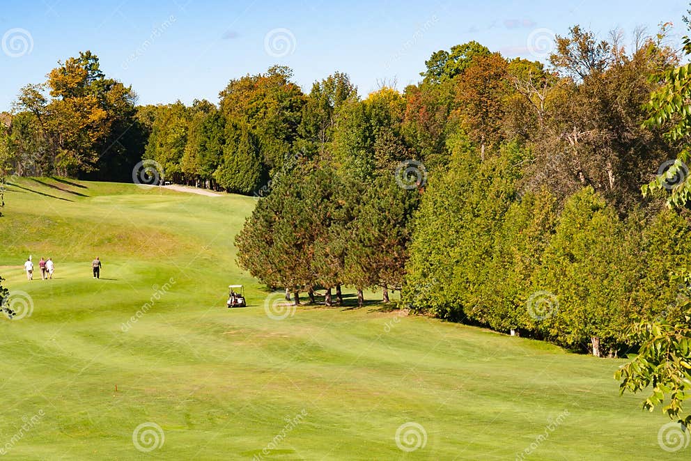 Landscape Fall Foliage at Golf Course Stock Photo - Image of game, ball ...