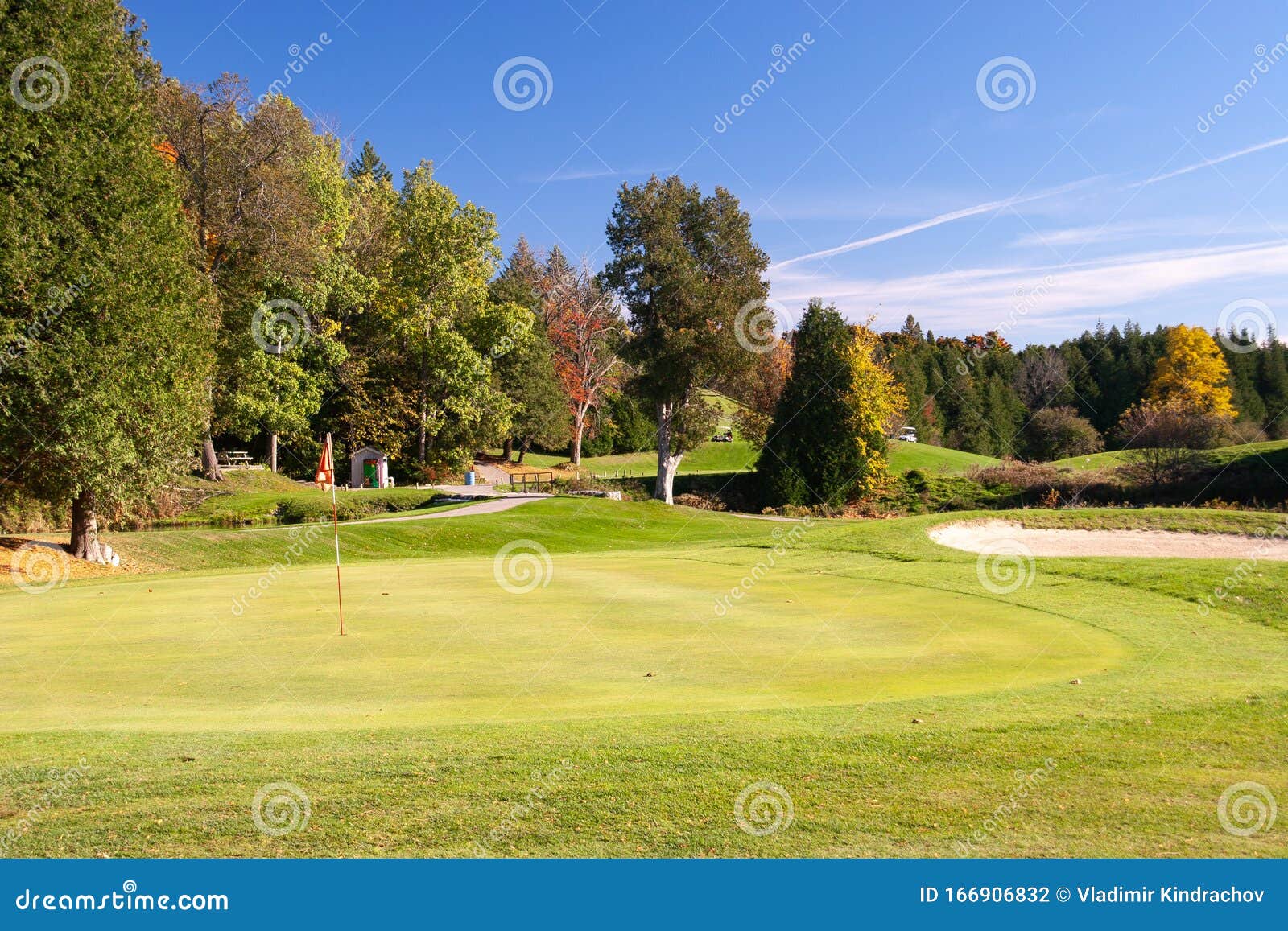 Landscape Fall Foliage at Golf Course Stock Photo - Image of golfer ...