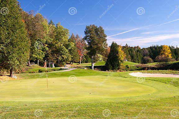 Landscape Fall Foliage at Golf Course Stock Photo - Image of golfer ...