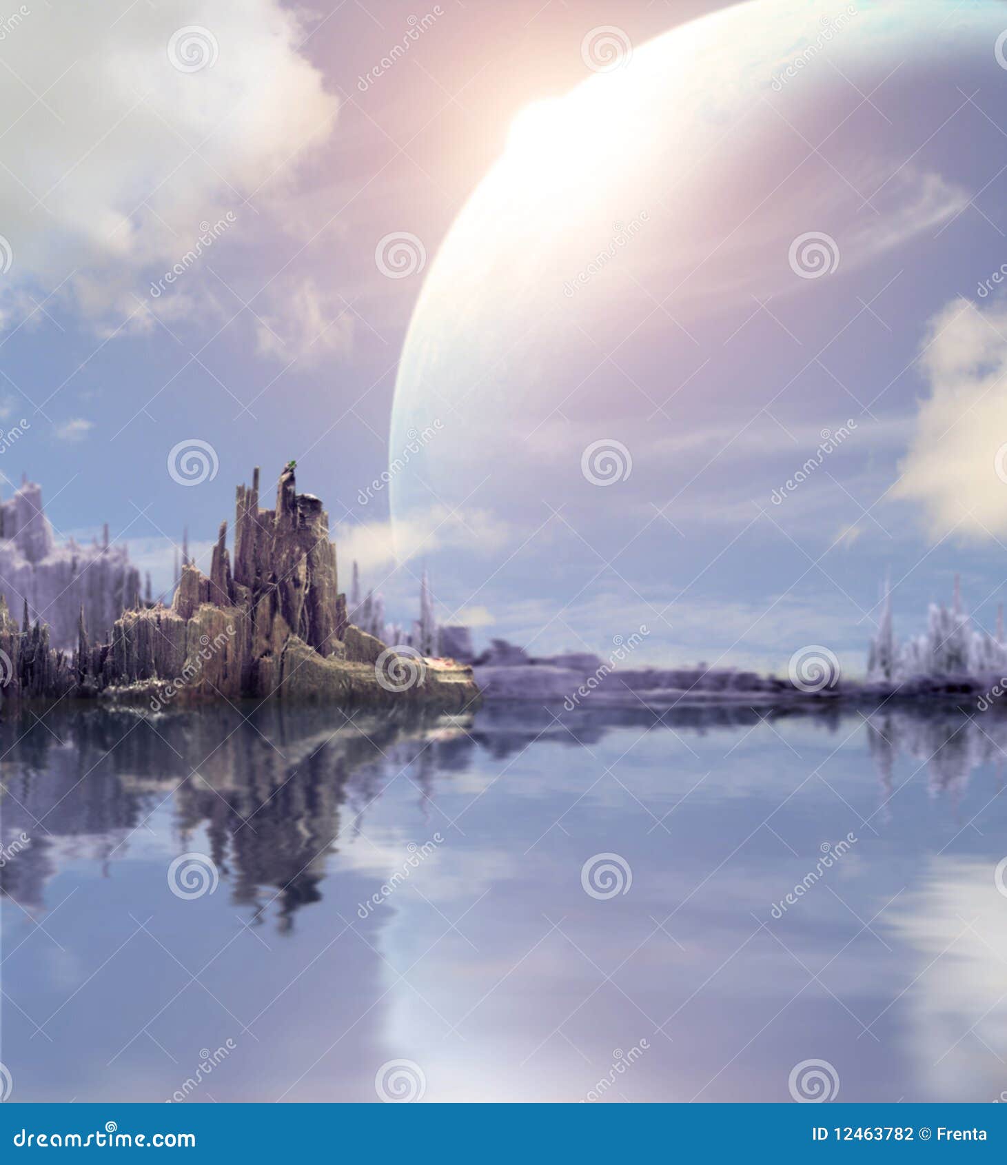 Landscape in Fantasy Planet Stock Photo - Image of deep, cloud: 12463782
