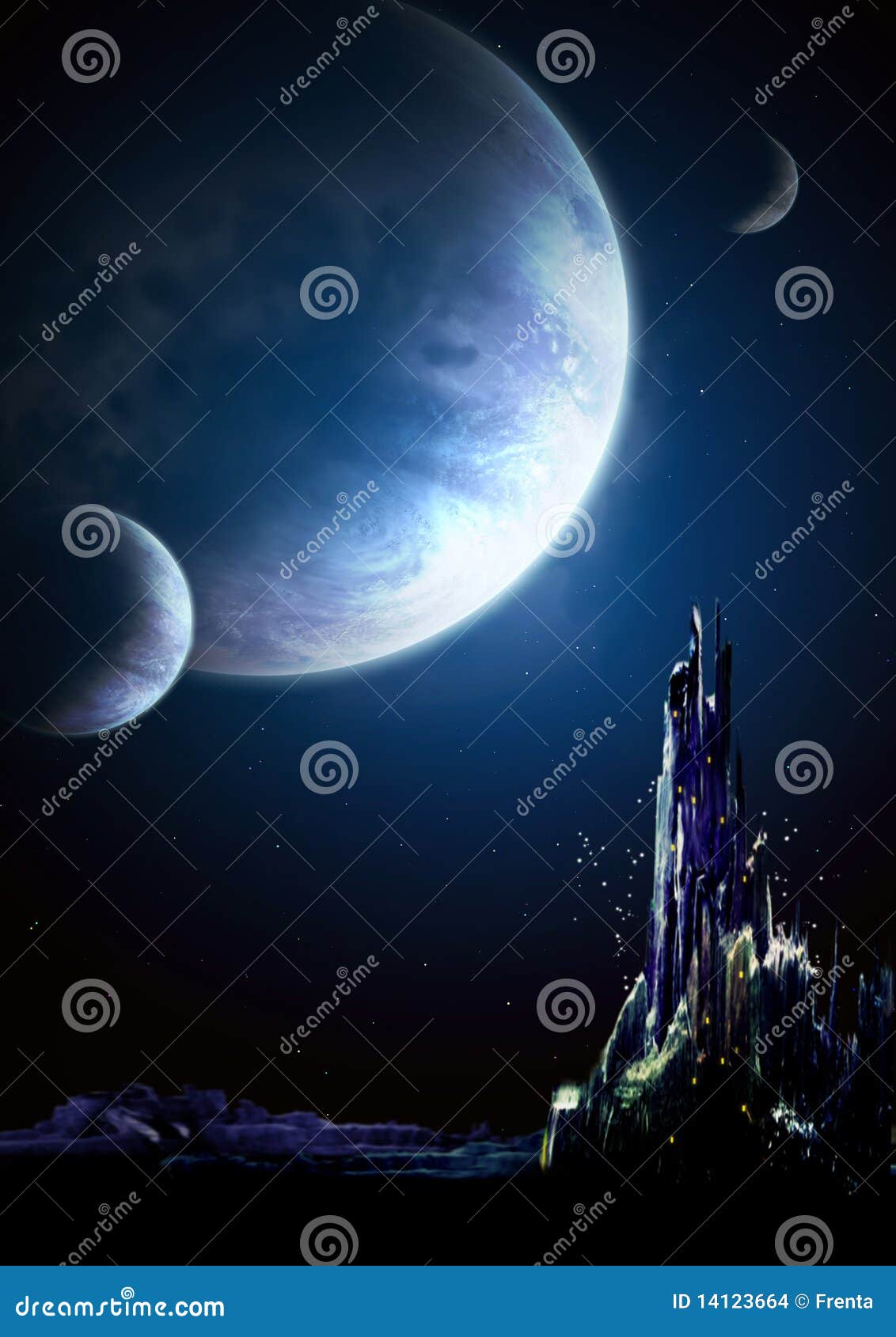 Landscape in Fantasy Planet Stock Illustration - Illustration of dream ...