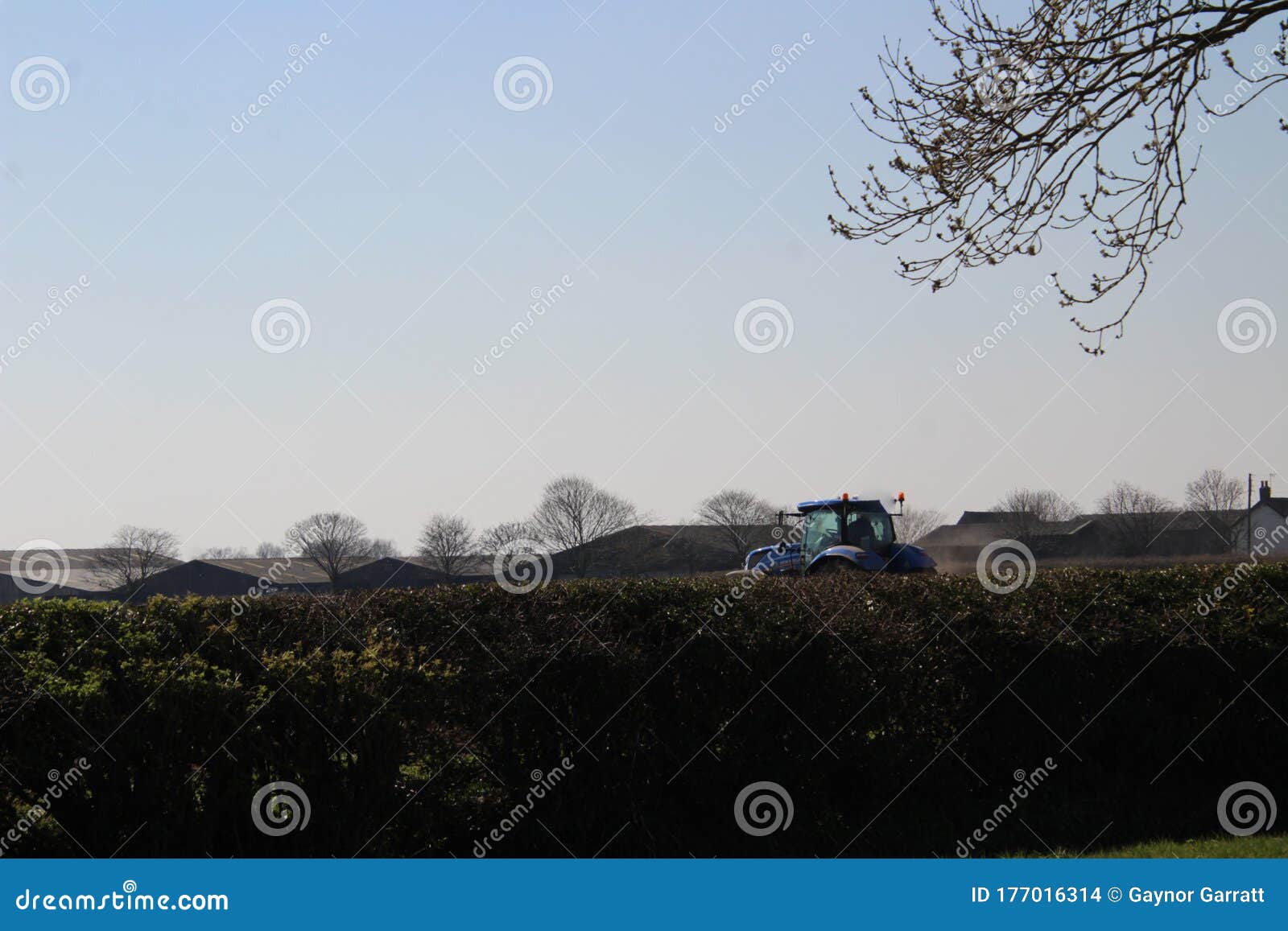 Landscape Farmer Ploughing His Fields Stock Photo - Image of spring ...