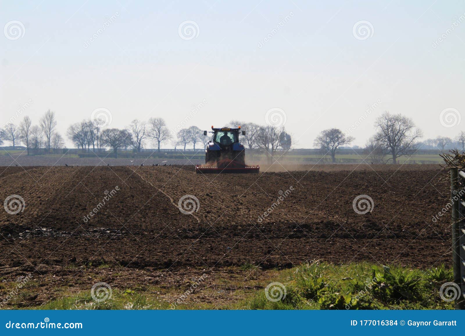 Landscape Farmer Ploughing His Fields Stock Photo - Image of warm ...