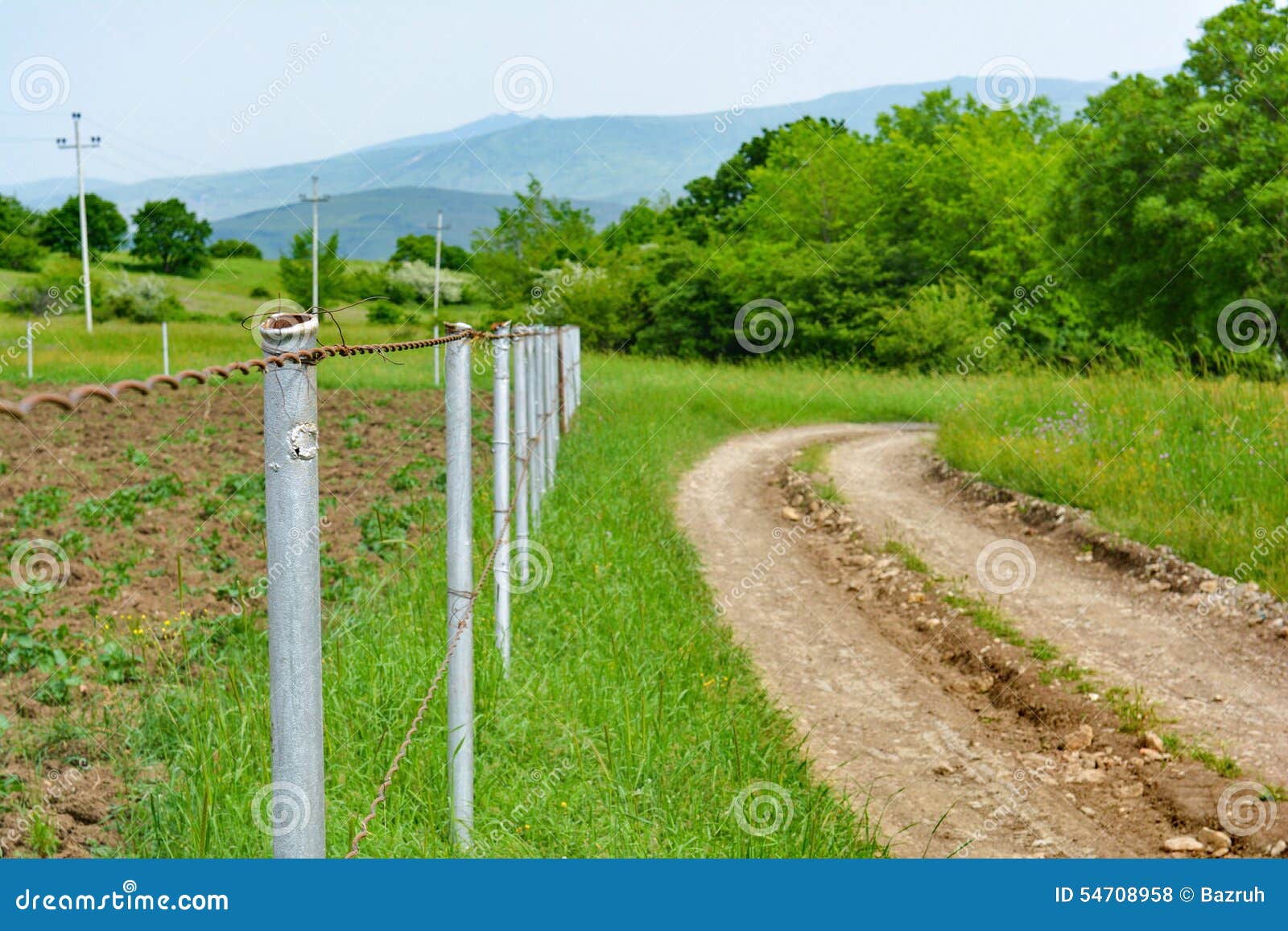 Landscape, Fence at the Road Stock Photo - Image of dirt, agronomist ...