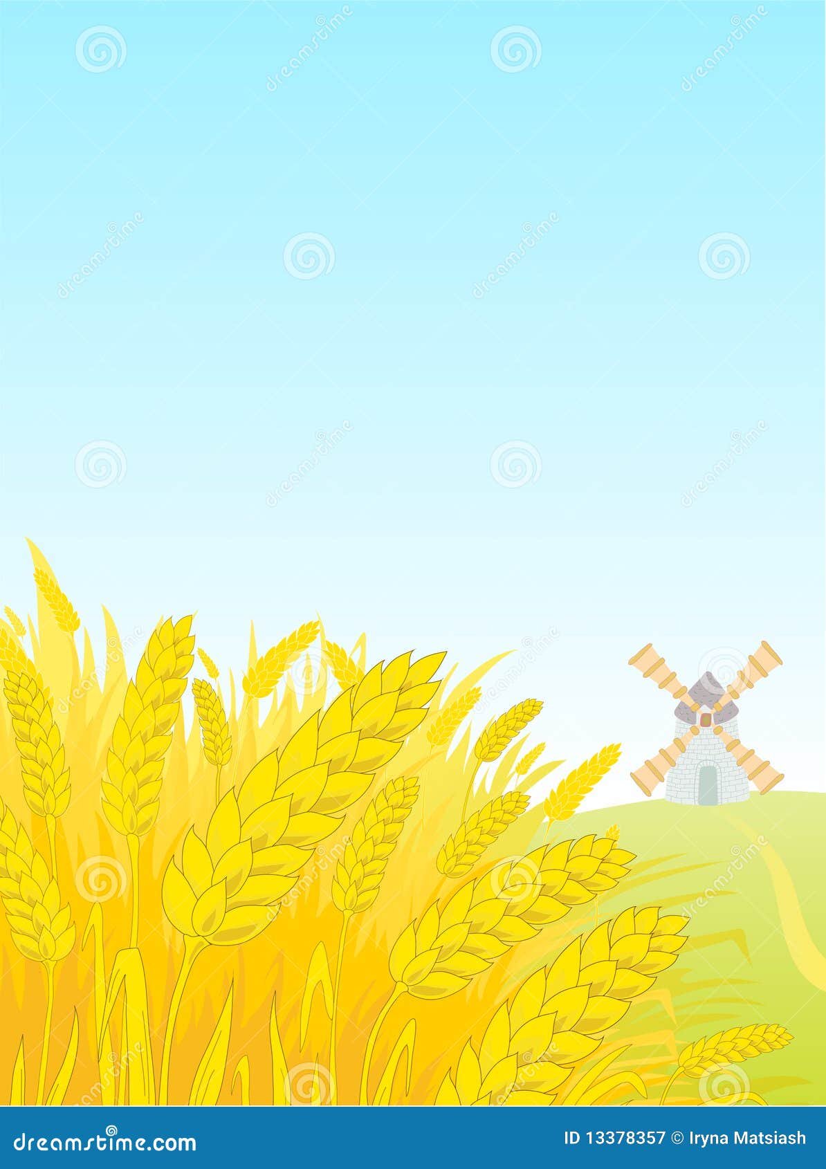 Landscape with a Field of a Rye Stock Vector - Illustration of graphic ...