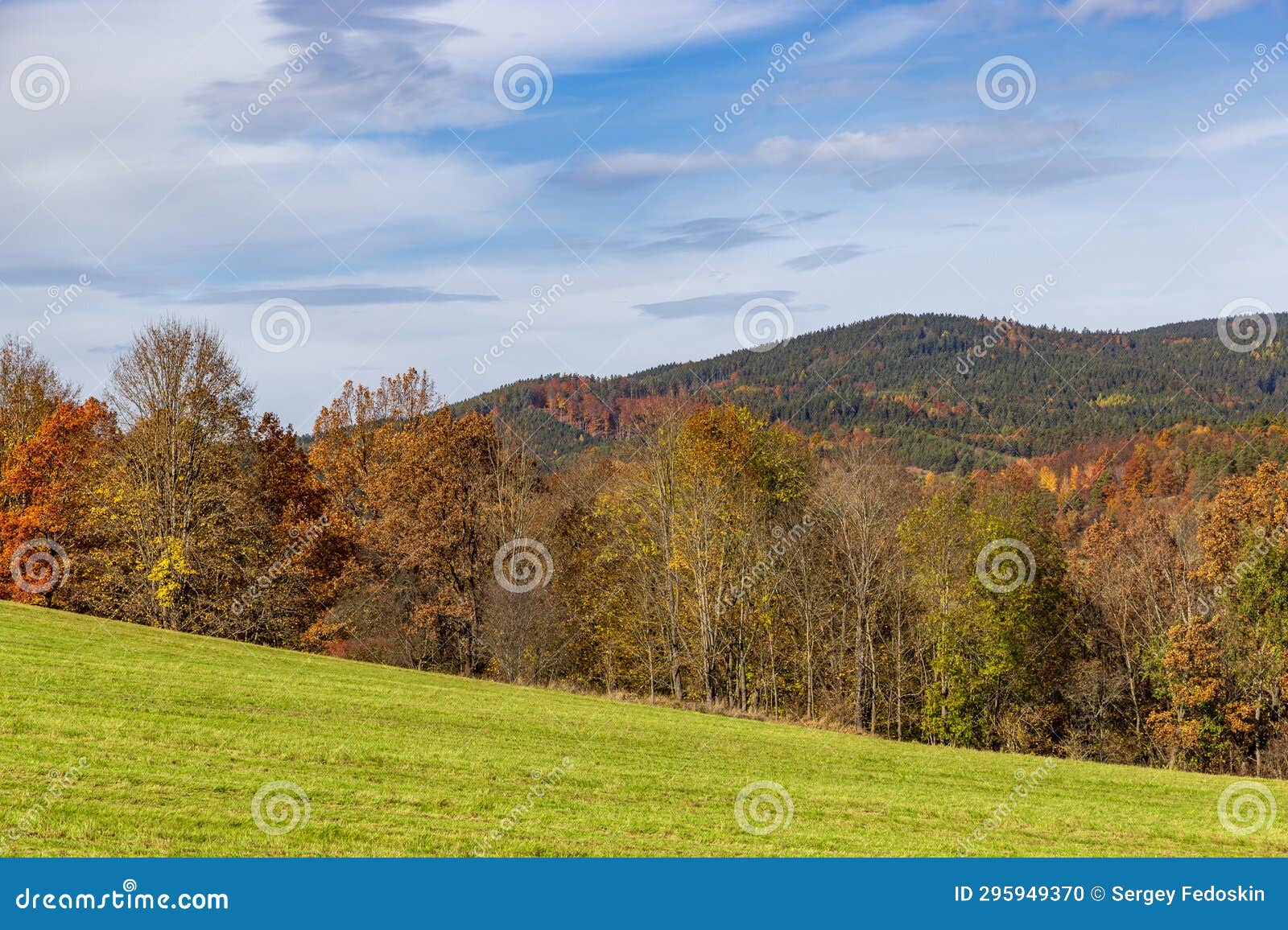 Landscape with Fields and Trees on the Hills in Autumn Colors Stock ...