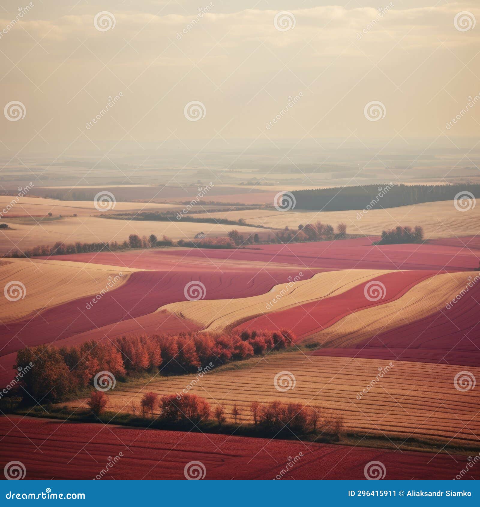 A Landscape of Fields and Trees Stock Image - Image of beautiful ...