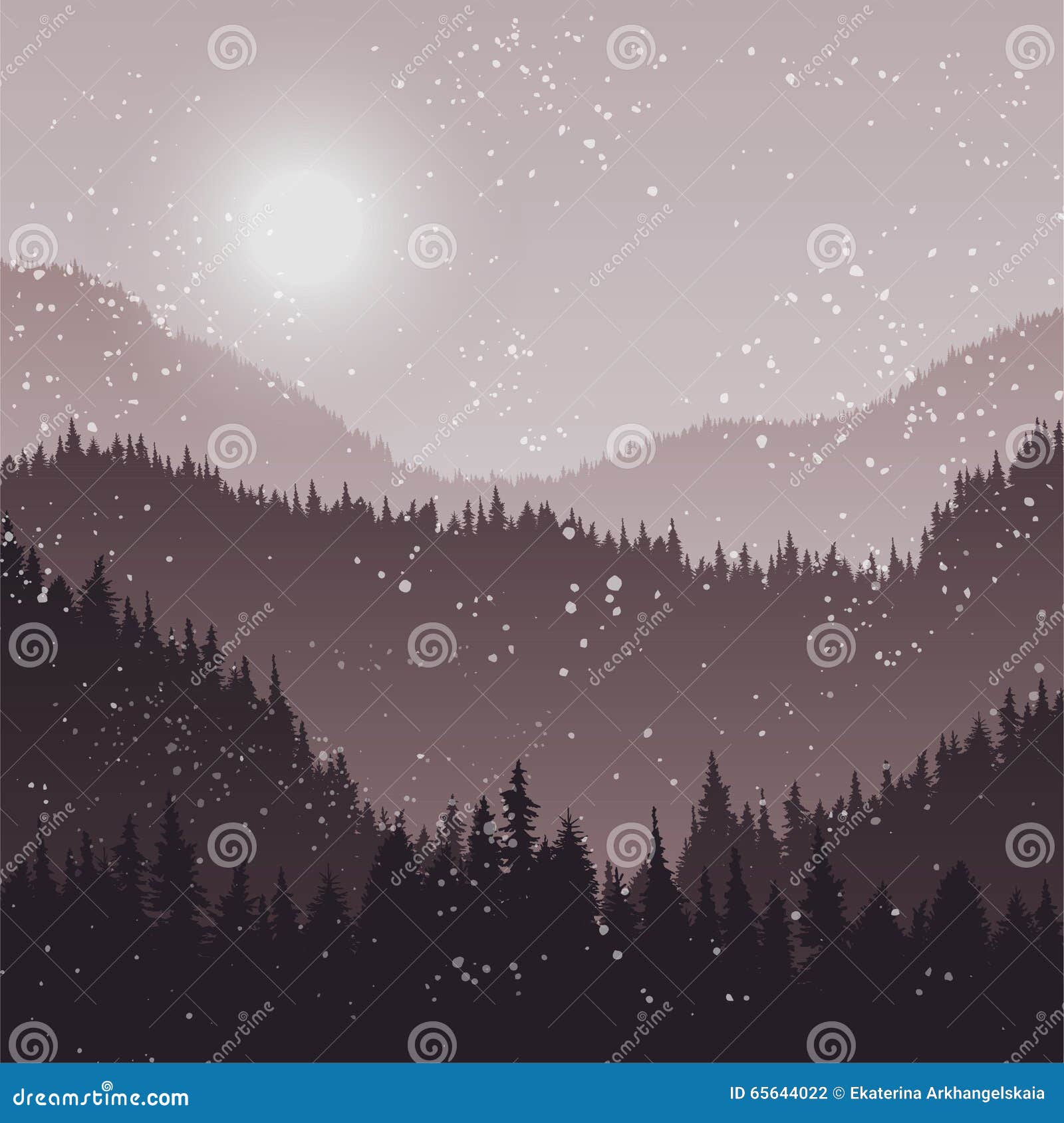 Landscape with Fir Trees and Snow Stock Vector - Illustration of nature ...