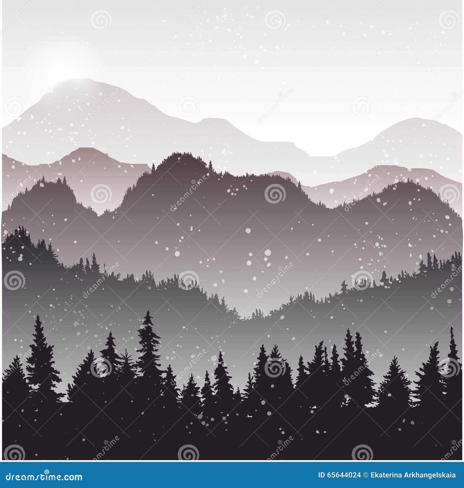 Landscape with Fir Trees and Snow Stock Vector - Illustration of ...