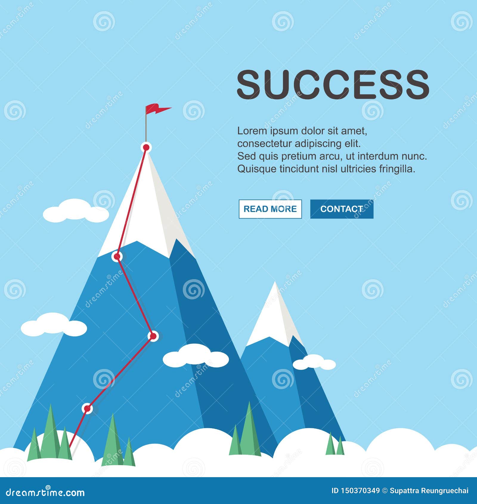 Landscape with Flag on the Mountain. Success in Business Stock Image ...