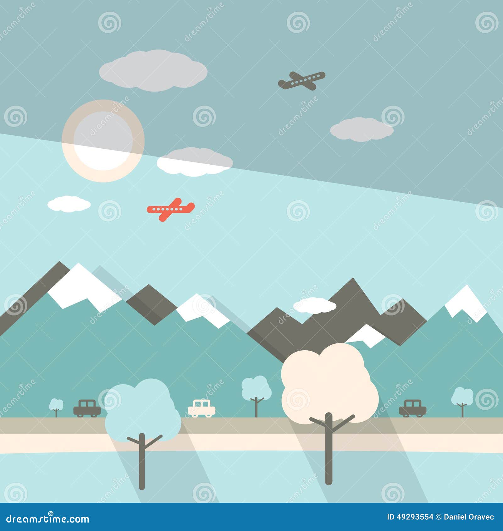 Landscape Flat Design Illustration Stock Vector - Illustration of ...