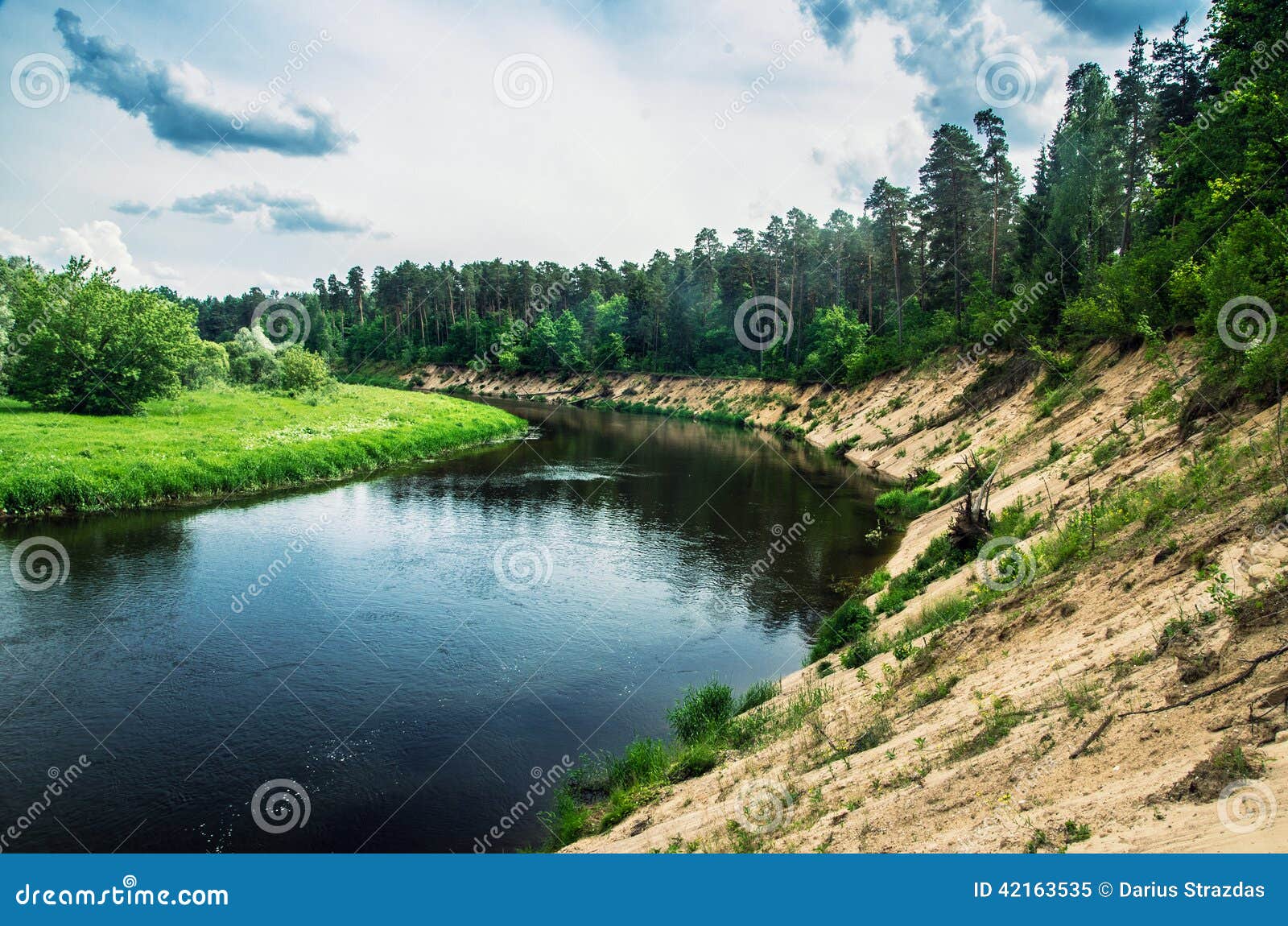 Landscape of flowing river stock image. Image of outdoor - 42163535