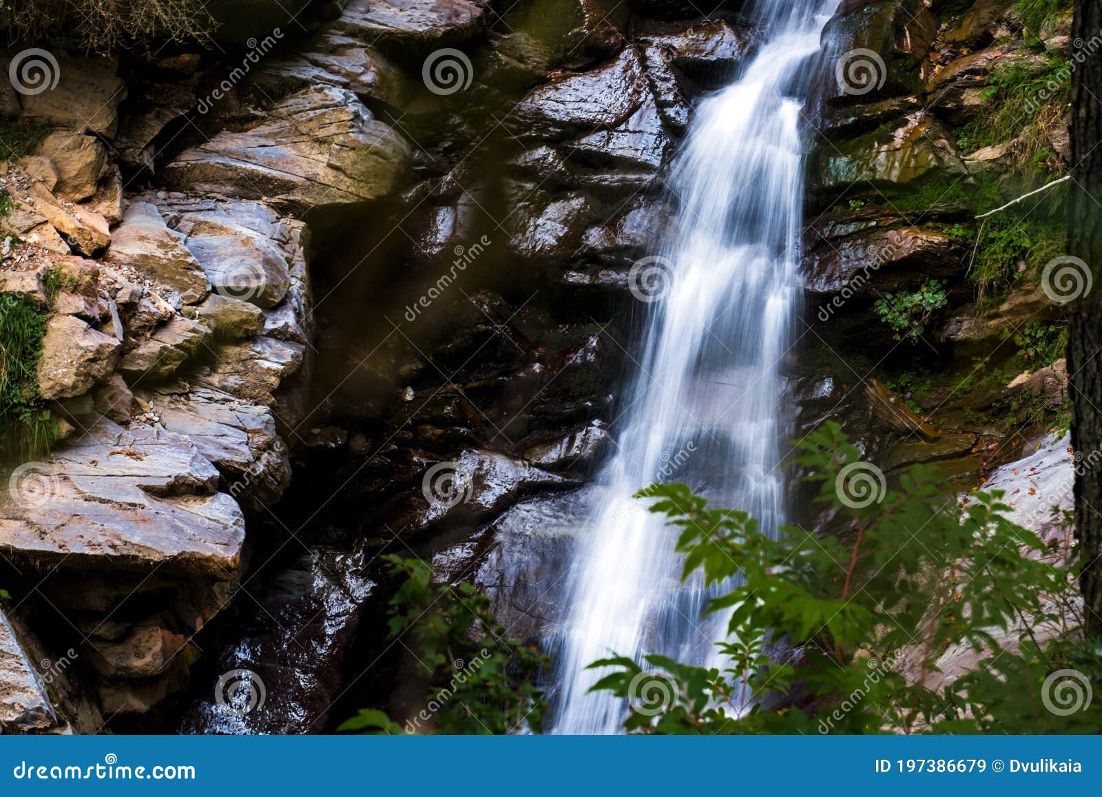 Landscape Flowing Water of Waterfall in Mountains Stock Image - Image ...