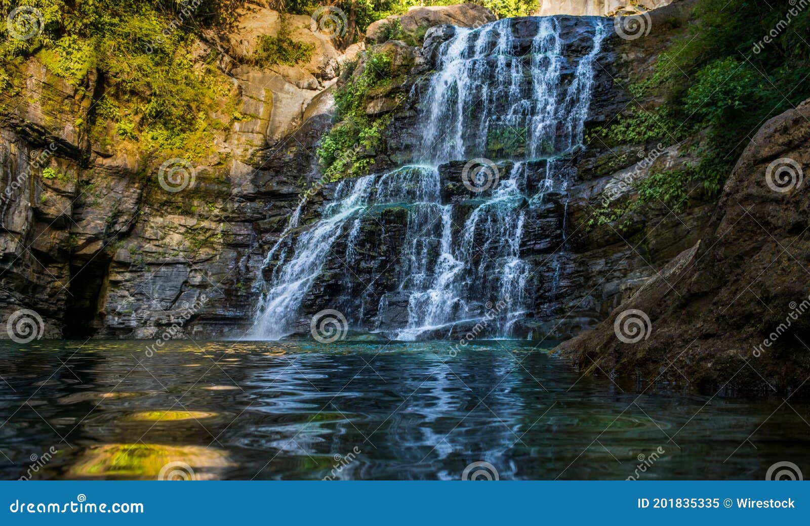 Landscape of Flowing Water in Waterfalls Stock Image - Image of ...
