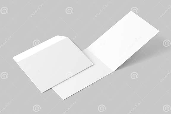 A4 A5 A6 Landscape Folded Invitation Card with Envelope 3D Rendering ...