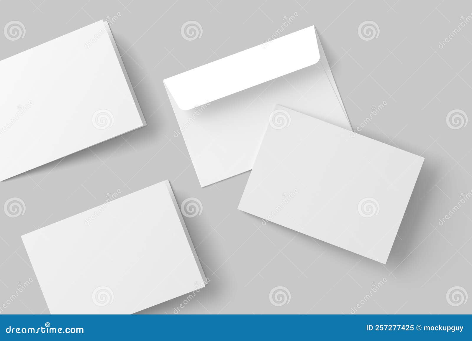 A4 A5 A6 Landscape Folded Invitation Card With Envelope 3D Rendering ...