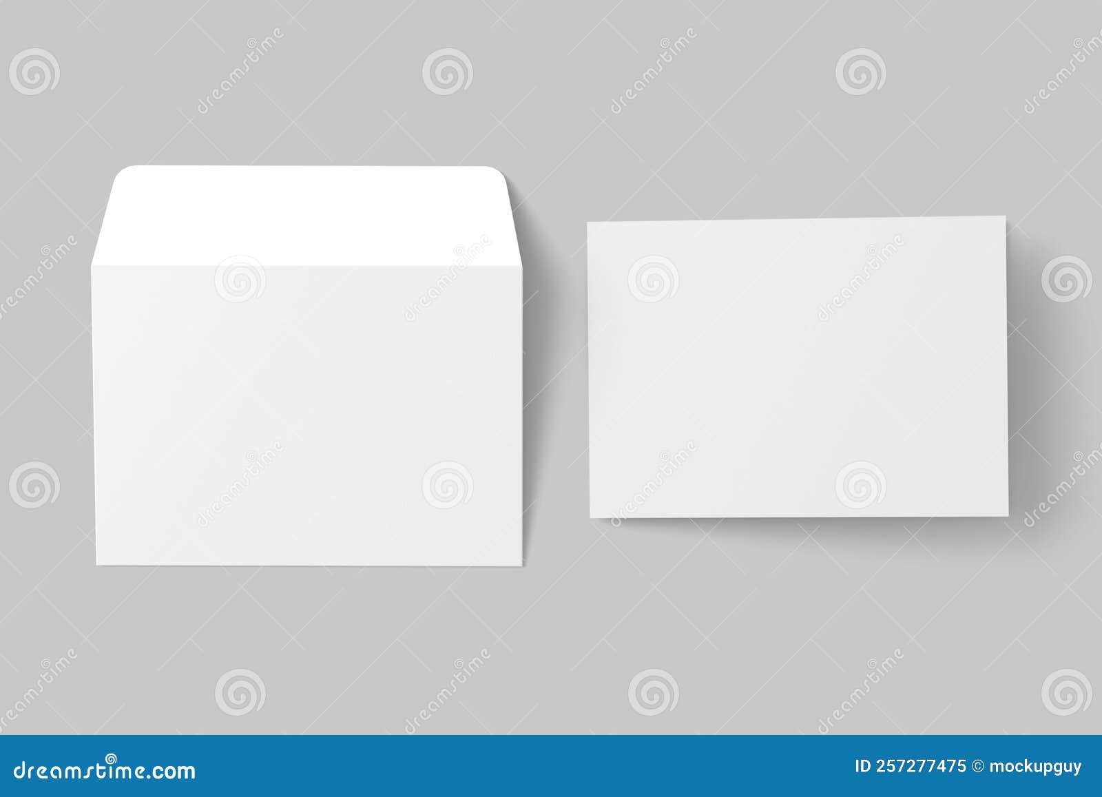 A4 A5 A6 Landscape Folded Invitation Card With Envelope 3D Rendering ...