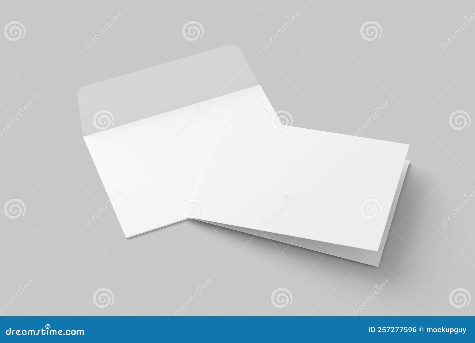 A4 A5 A6 Landscape Folded Invitation Card with Envelope 3D Rendering ...