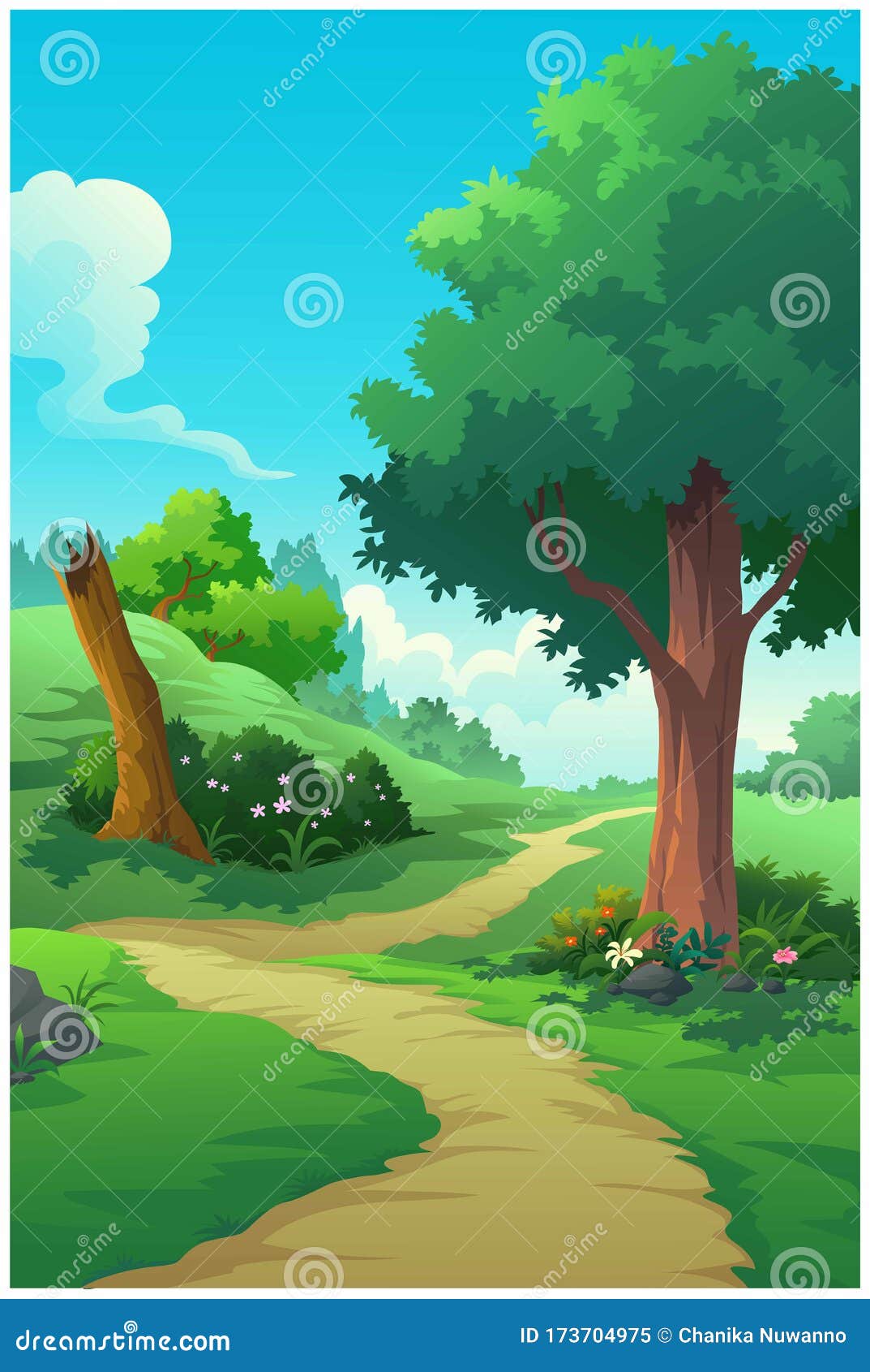 Landscape Forest Daytime so Beautiful Stock Vector - Illustration of ...