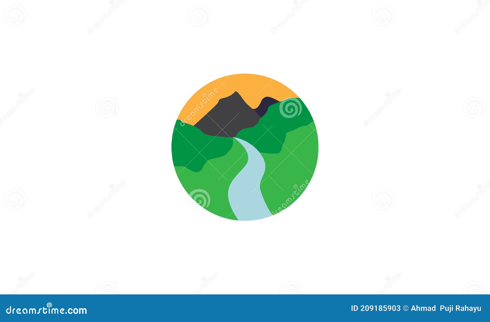 Landscape Forest with Mountain and River Circle Logo Symbol Icon Vector ...