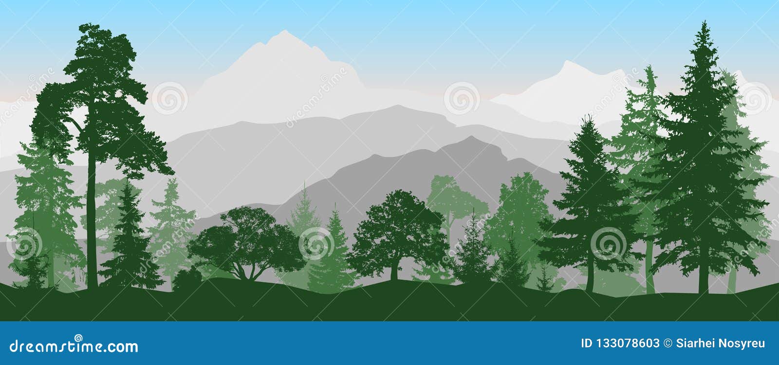 Landscape Forest, Mountains. Coniferous Trees, Silhouette Stock Vector ... Landscape Forest, Mountains. Coniferous Trees, Silhouette Stock Vector ...