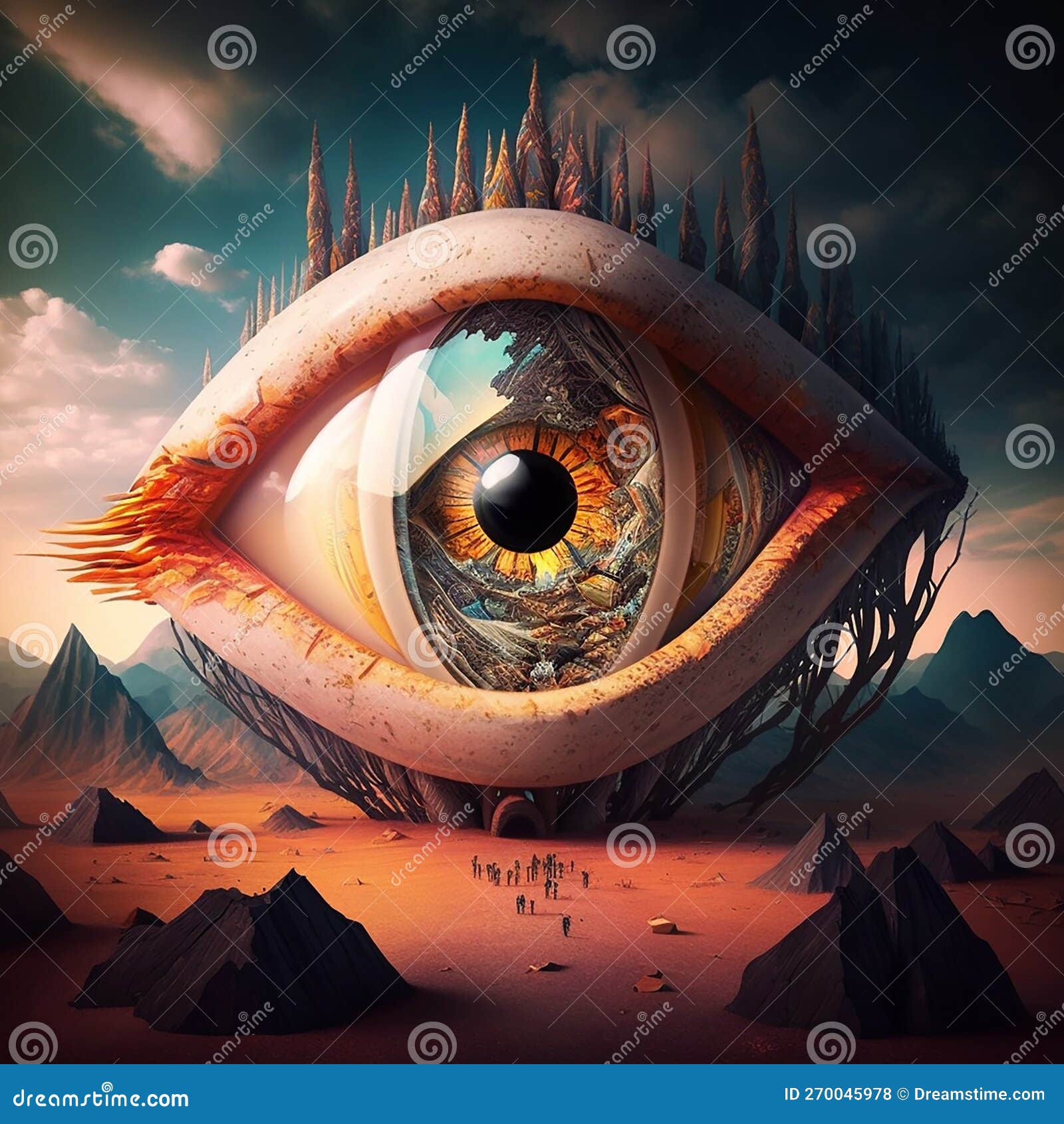 Landscape in the Form of an Eye Stock Illustration - Illustration of ...