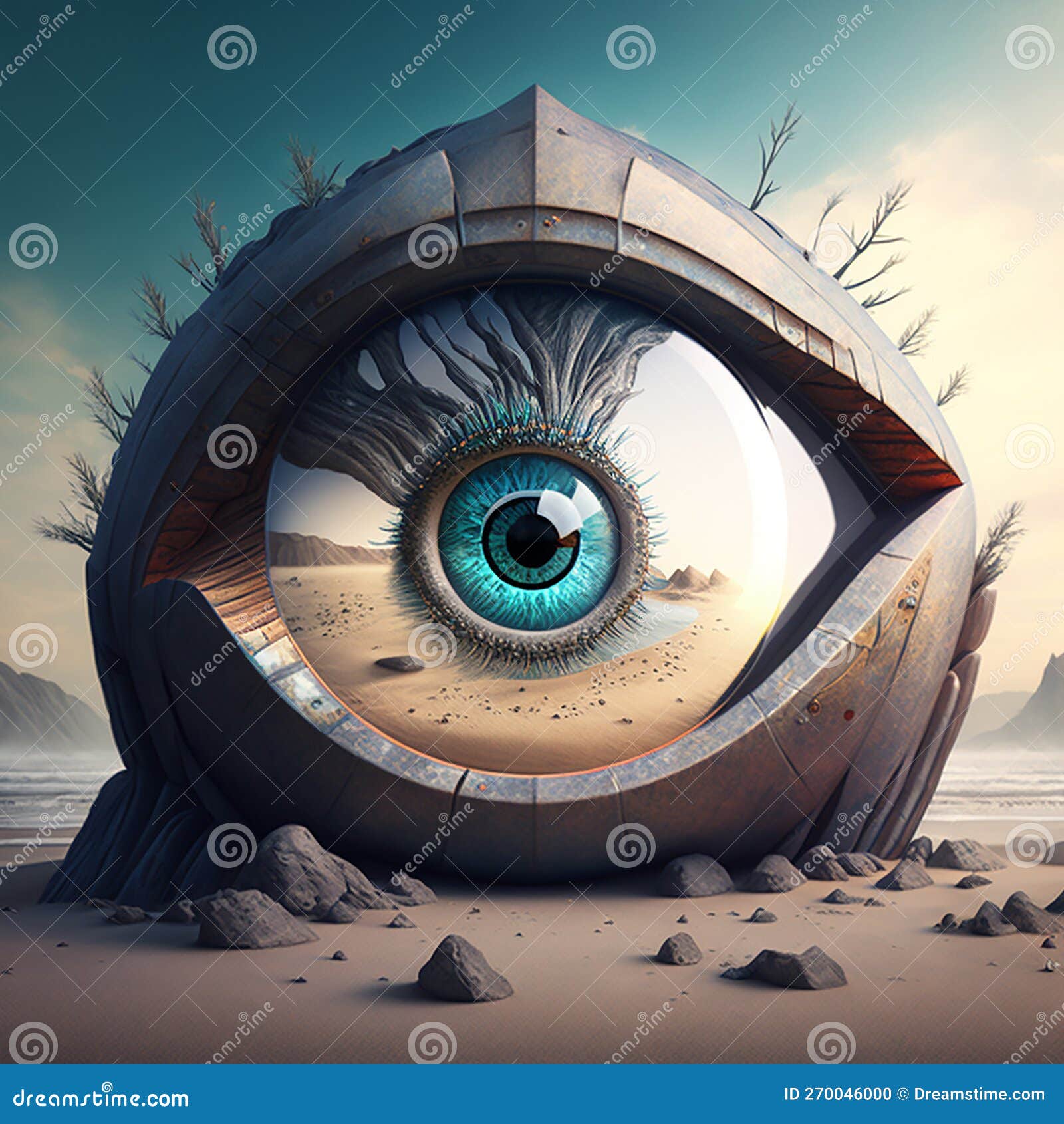 Landscape in the Form of an Eye Stock Illustration - Illustration of ...