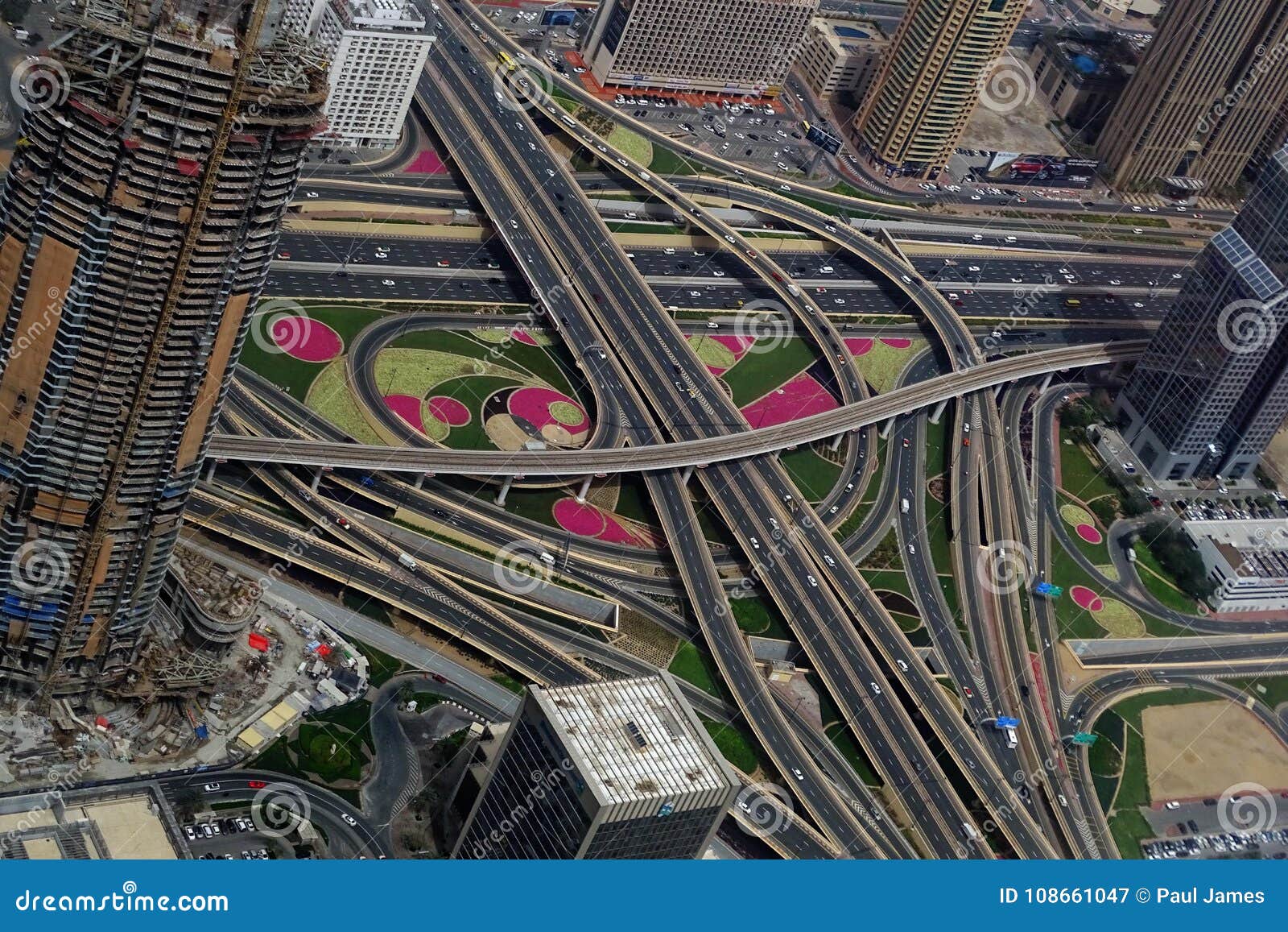 Dubai Intersection stock image. Image of tall, roads - 108661047