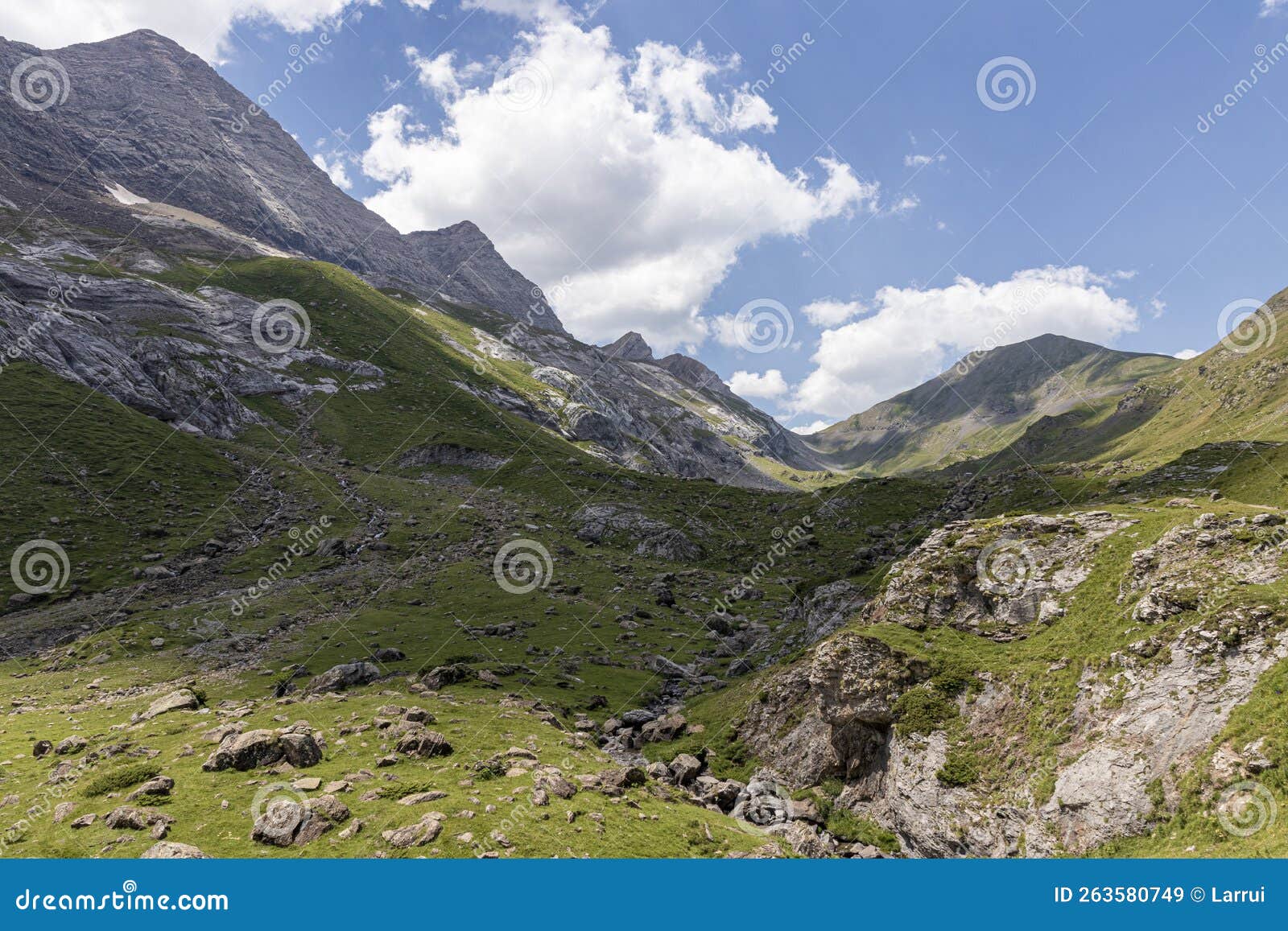 Landscape of French Pyrenees Mountains, Hautes Pyrenees Stock Image ...