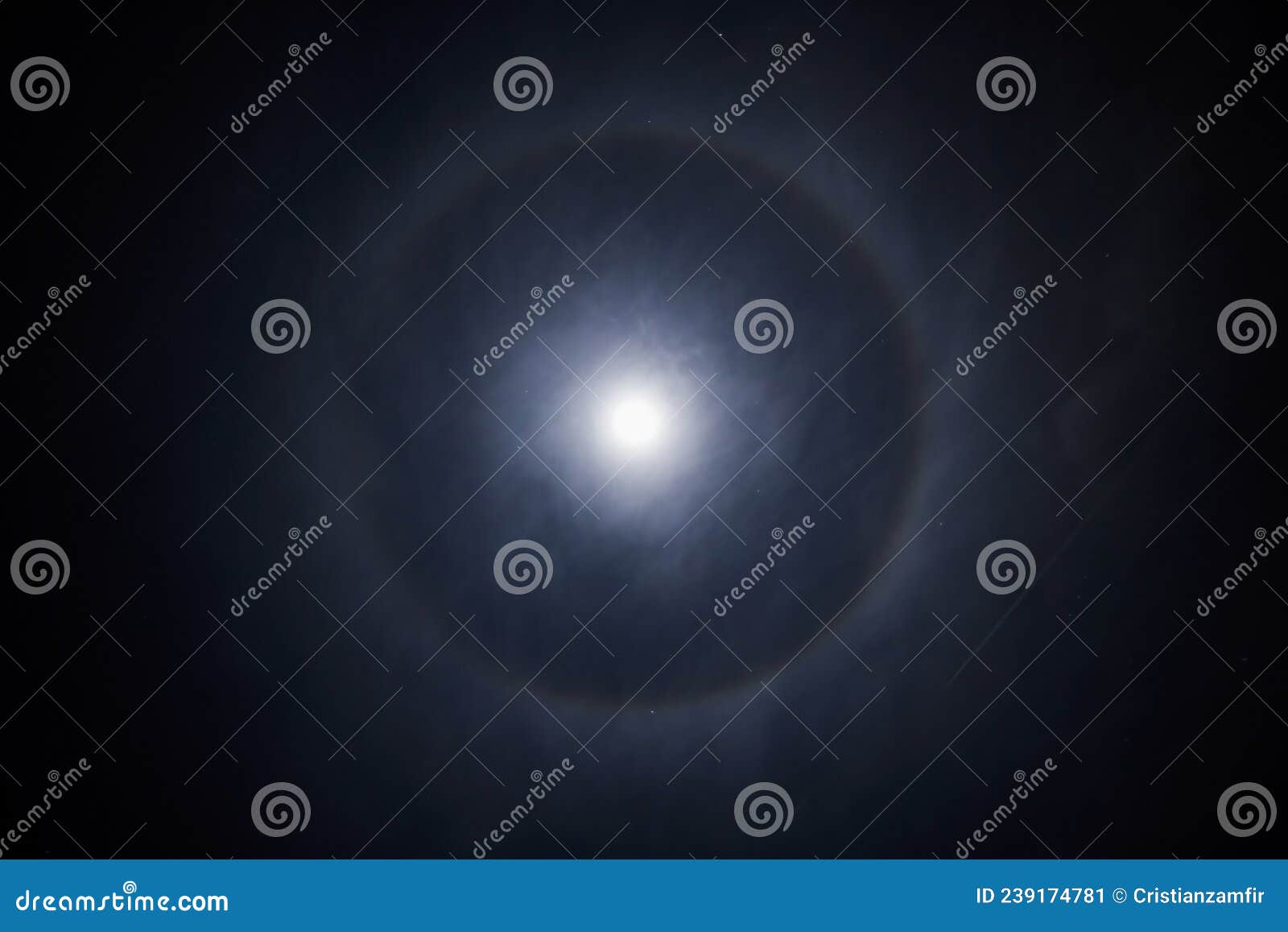 Landscape with Full Moon Halo Stock Image - Image of sunlight, science ...