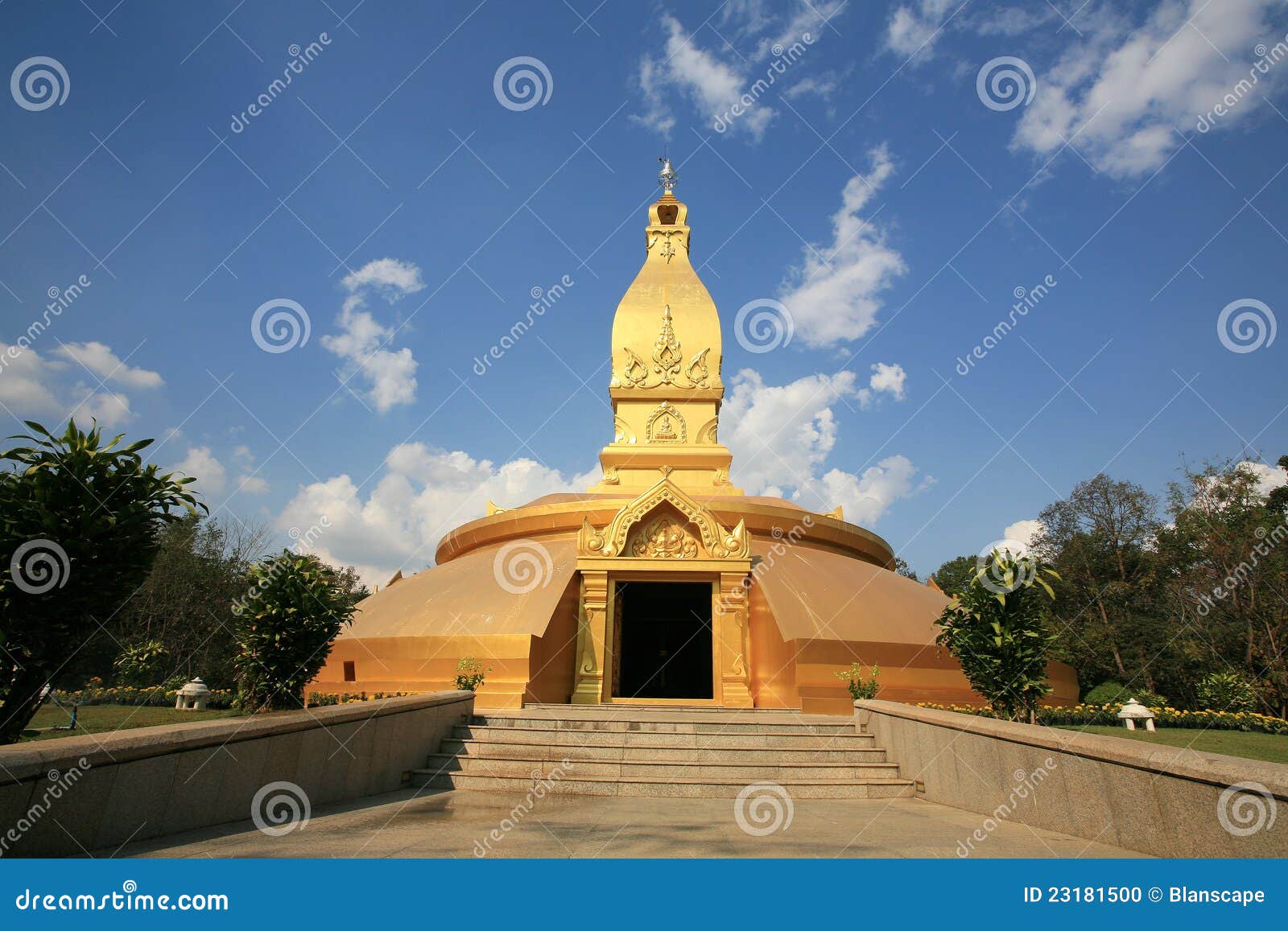 Landscape of Golden Pagoda with Nature Environment Stock Photo - Image ...