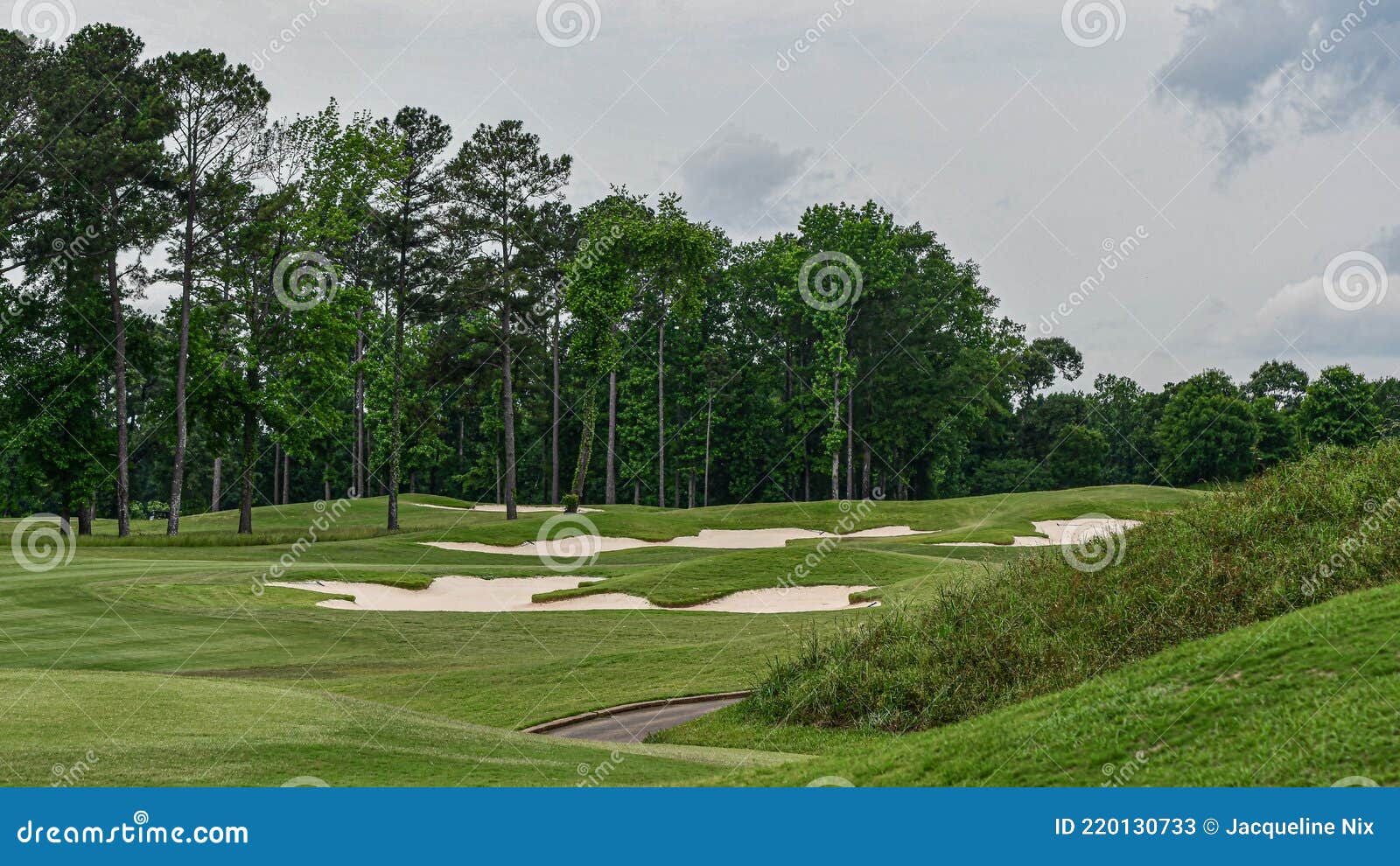 Landscape of Golf Course with Sand Traps Stock Image - Image of ...