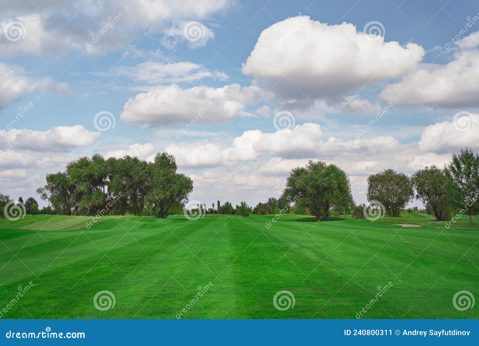 Landscape. Golf Course and Sky with Clouds. Lawn Grass. Stock Image ...