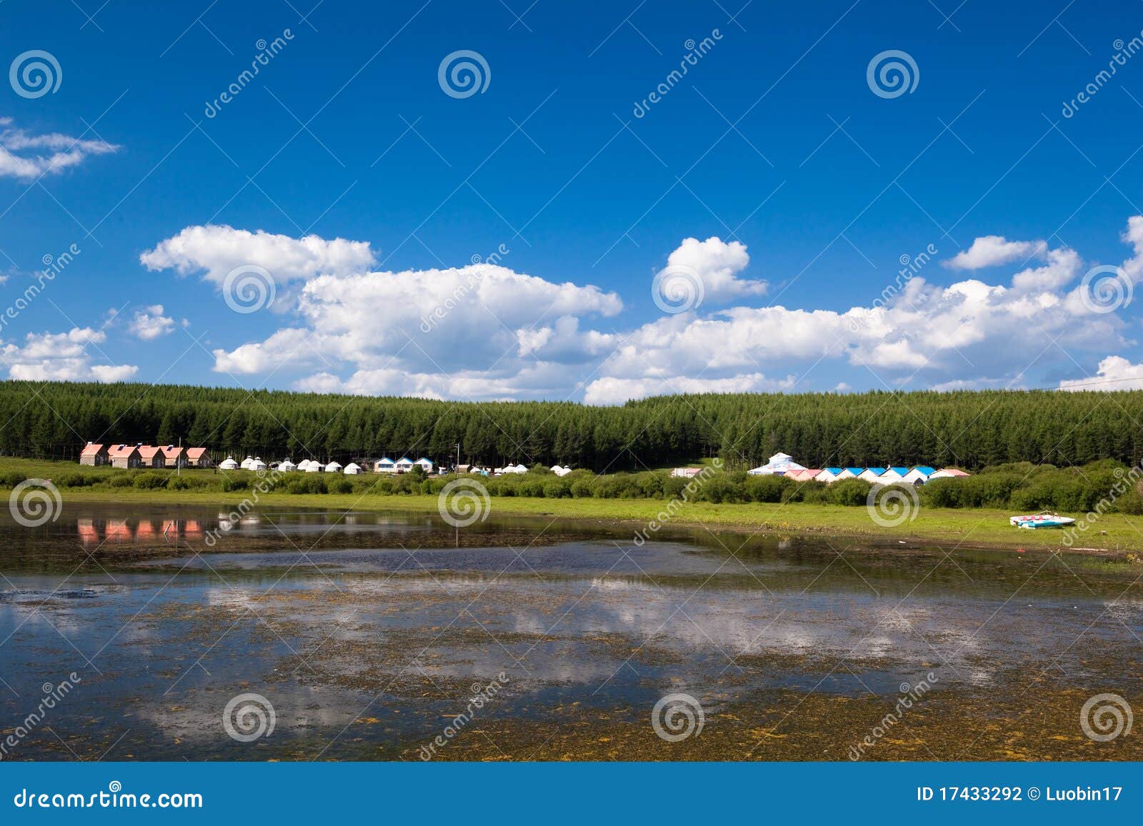 Landscape of Grassland in Inner Mongolia Stock Photo - Image of water ...