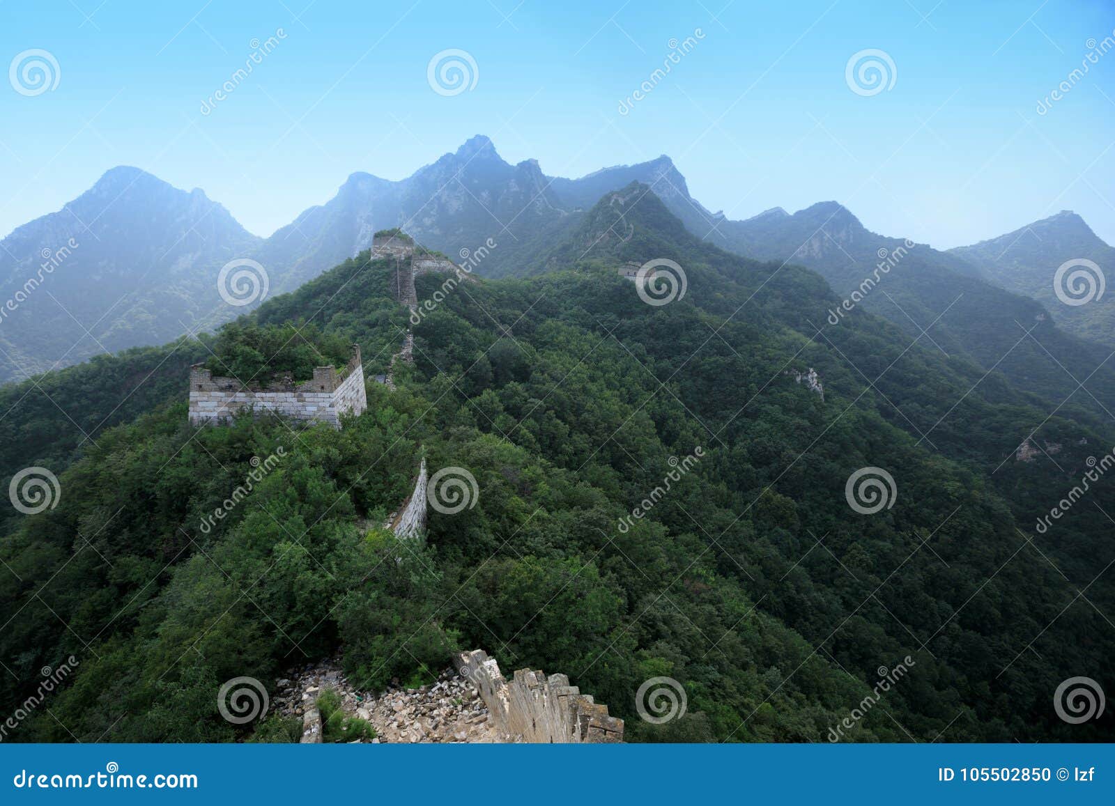 Landscape of the Great Wall Stock Photo - Image of chinese, attraction ...