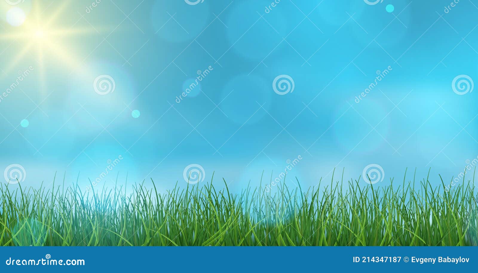 Landscape Green Grass on a Background of Blue Sky Bokeh - Vector Stock ...
