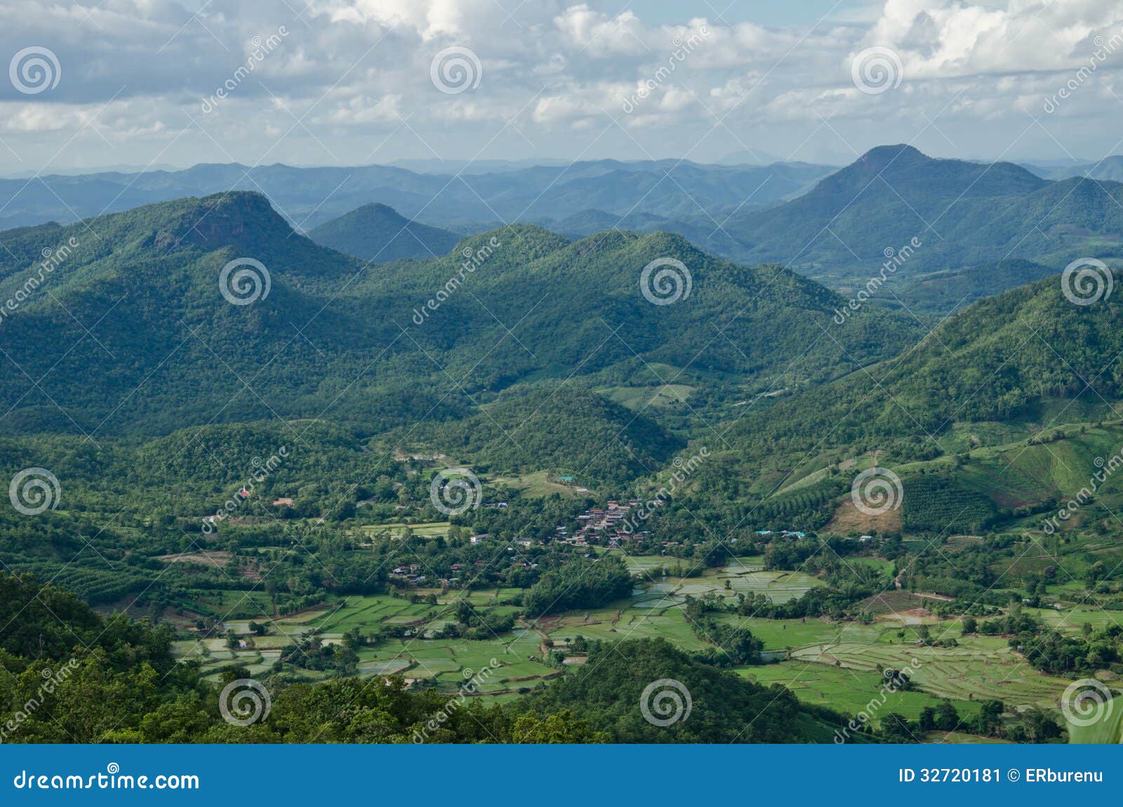 Landscape of Green Mountain Range Stock Image - Image of landscape ...