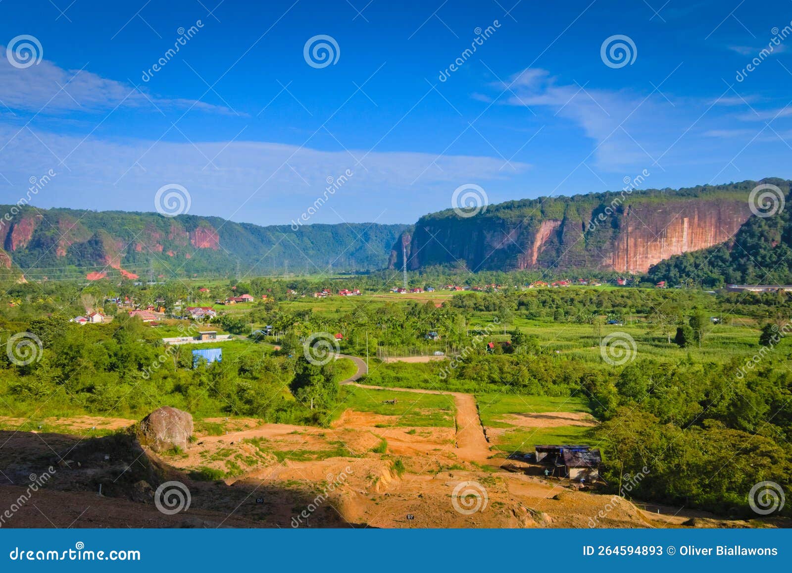 Landscape Harau Valley with Green Fields and Mountains, Sumatra Stock ...