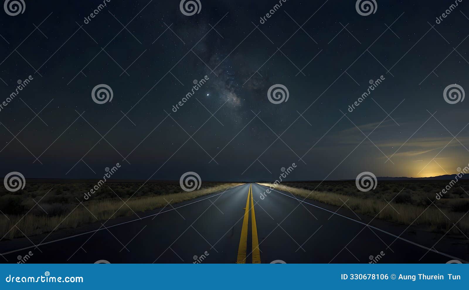 A Landscape of a Highway Road at Dark Night Stock Photo - Image of ...